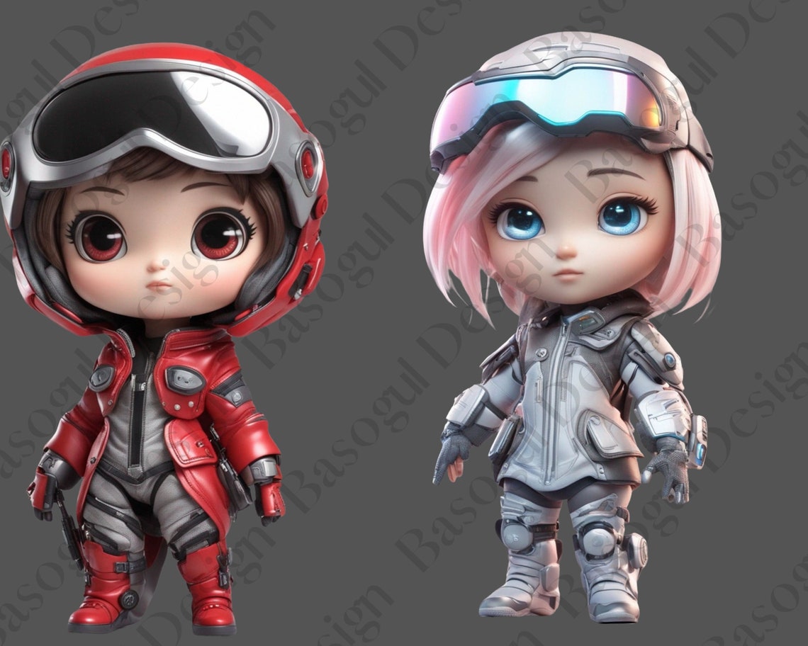 Chibi Cyberpunk Soldier Girl Clipart Png: chibi GIRL Clipart 3d Little ...