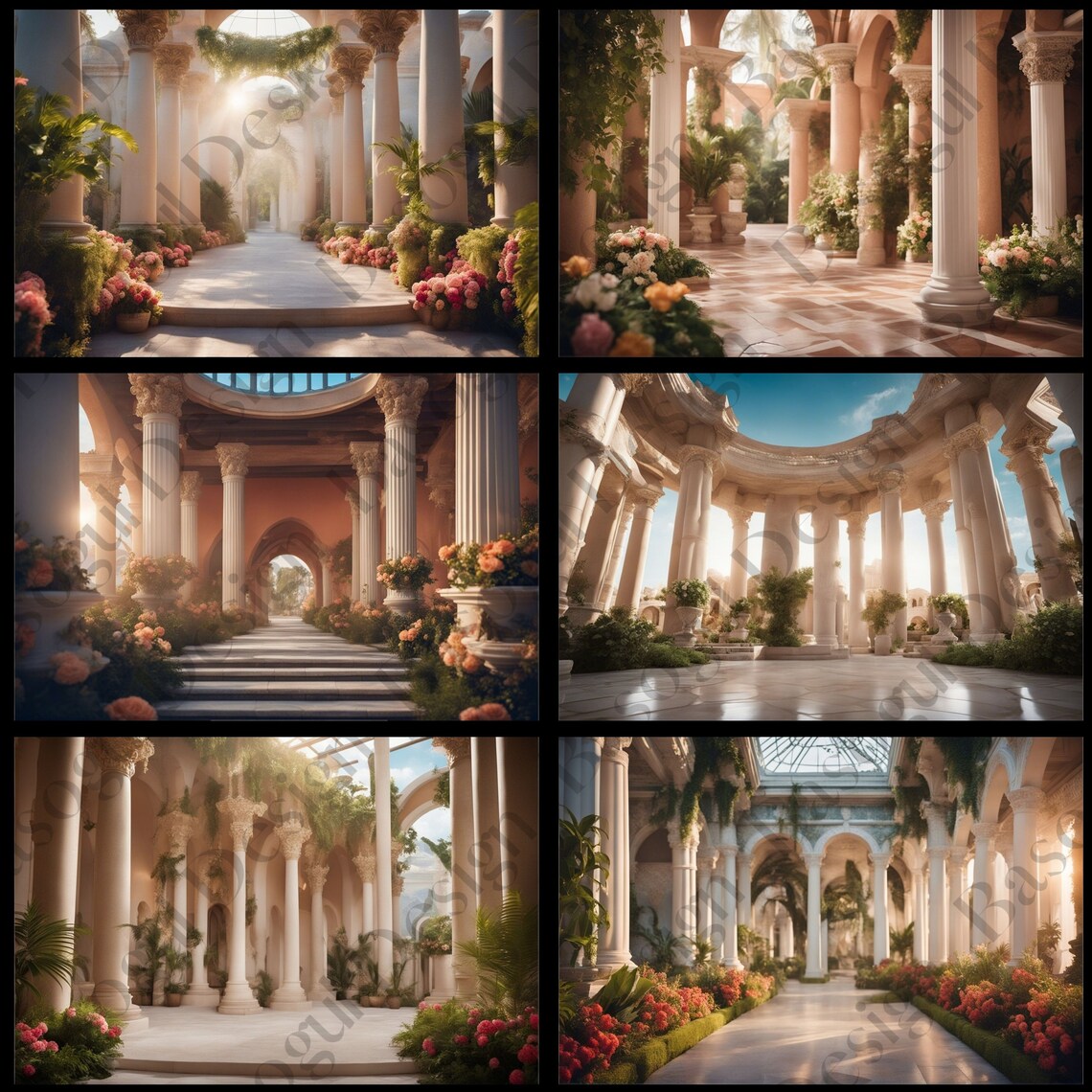 Temple Columns Wedding Digital Backdrop Photography Background Wedding ...