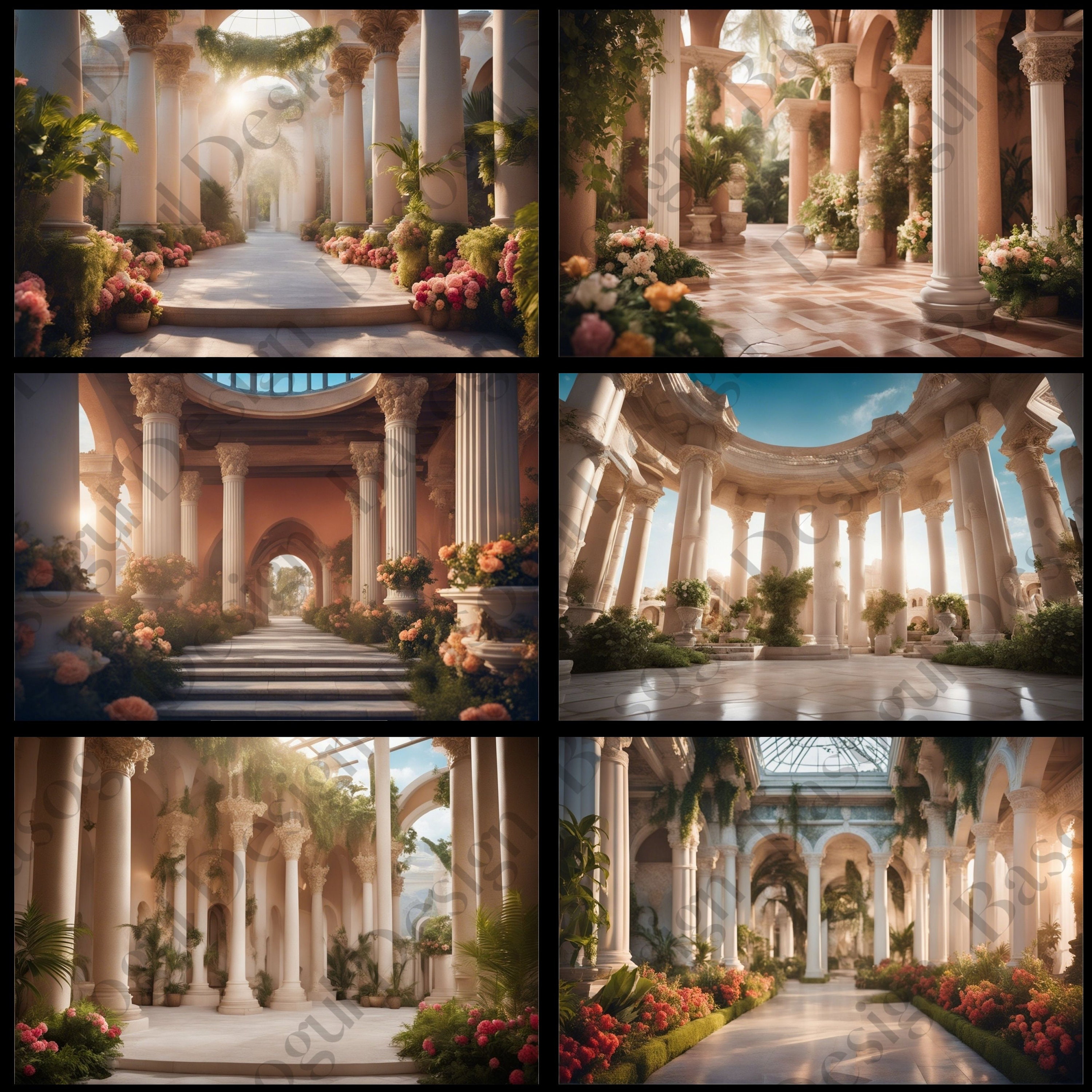 Temple Columns Wedding Digital Backdrop Photography Background Wedding ...