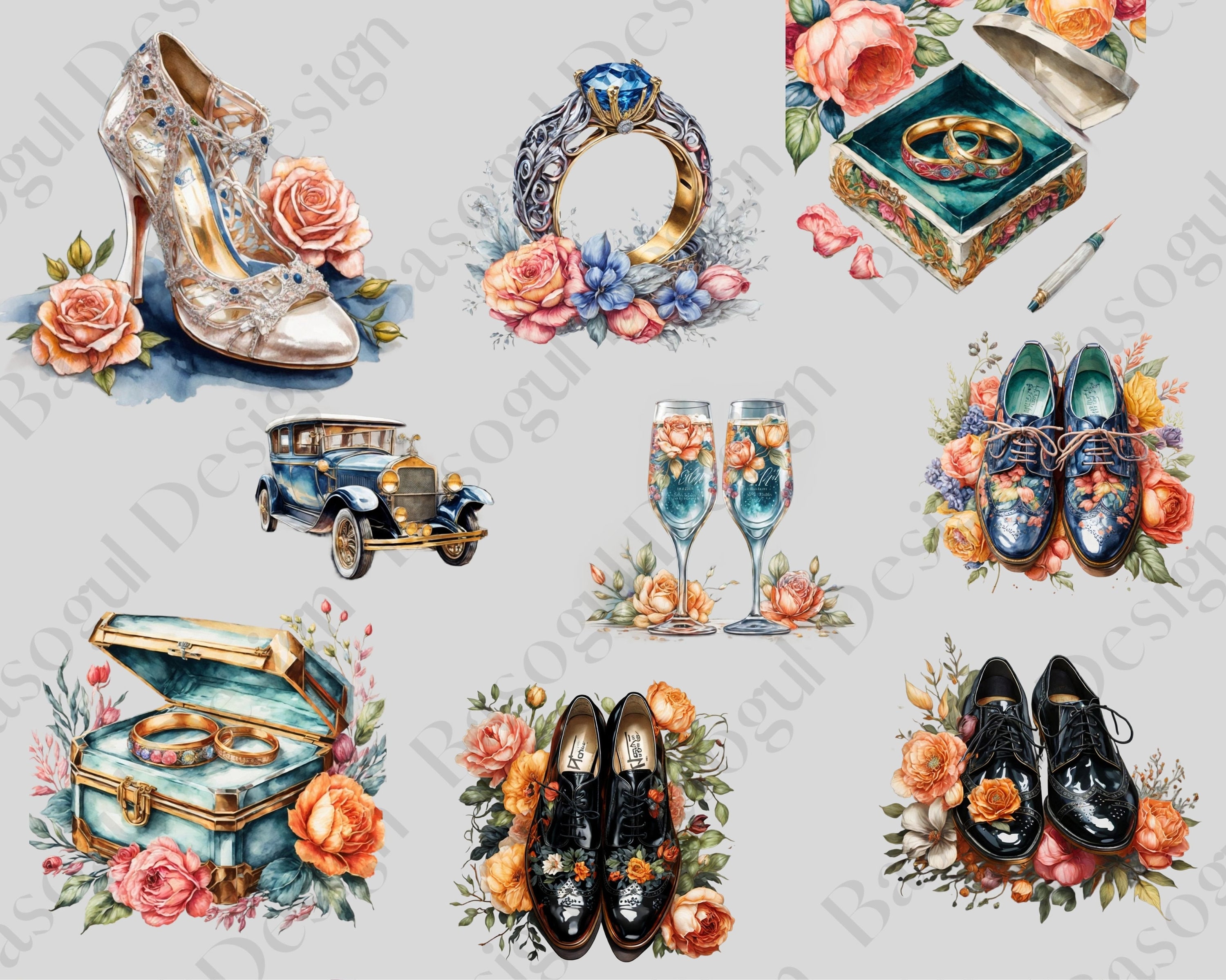 Vintage Wedding Clipart: watercolor WEDDING Clipart Wedding Clipart ...