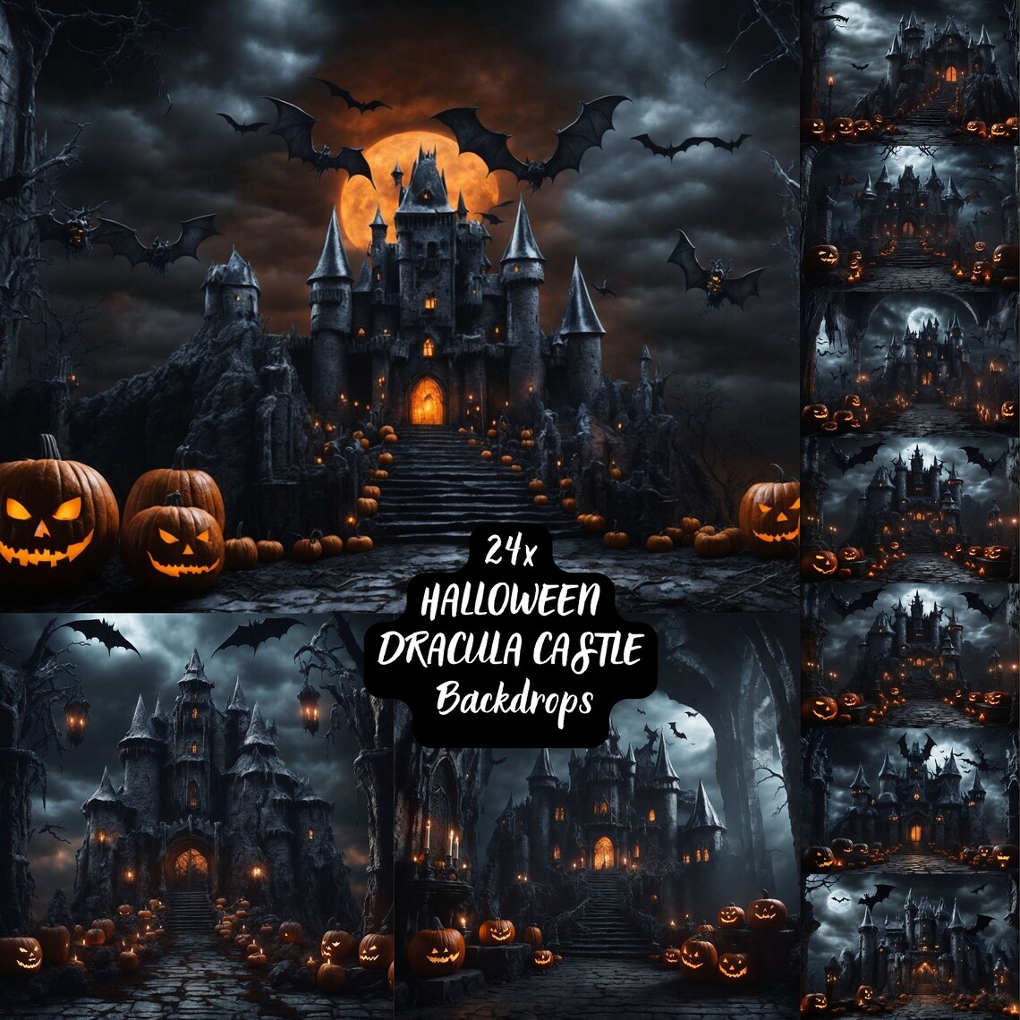 Halloween Backdrop Dracula Castle: halloween DIGITAL - Etsy