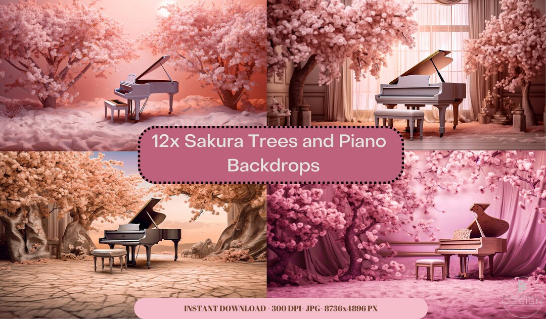 Sakura Tree Wedding Maternity Backdrop, Piano Wedding Backdrop, Sakura ...