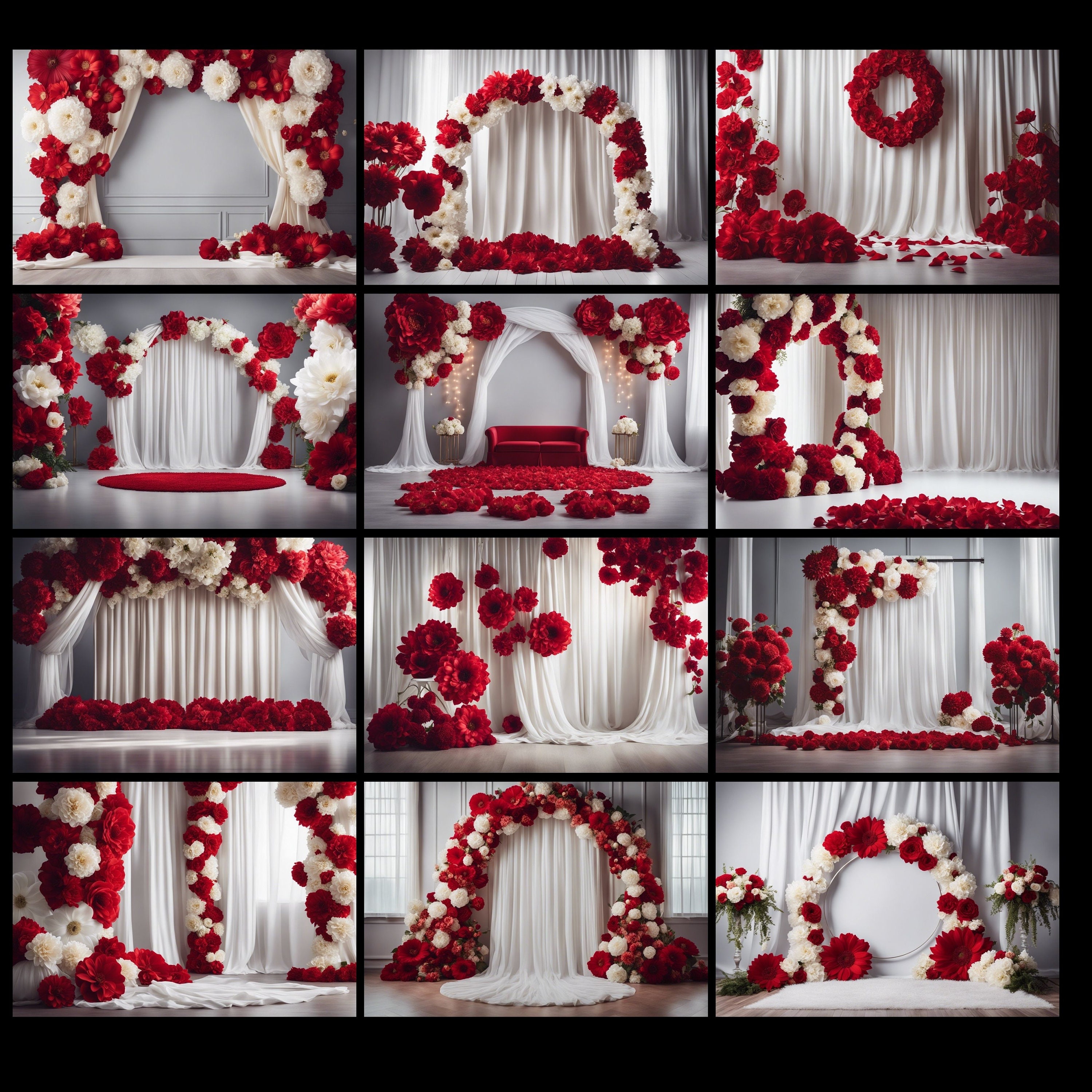Red White Maternity Digital Backdrop Photography Background Wedding ...