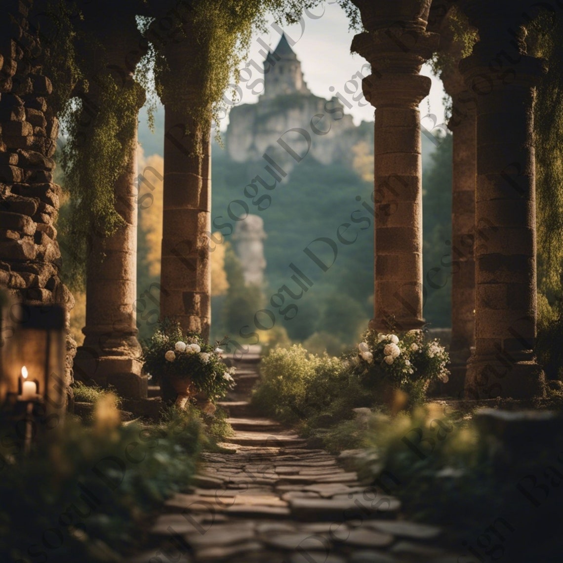 Antique Ruin Wedding Backdrop Photography Background Ancient Temple ...