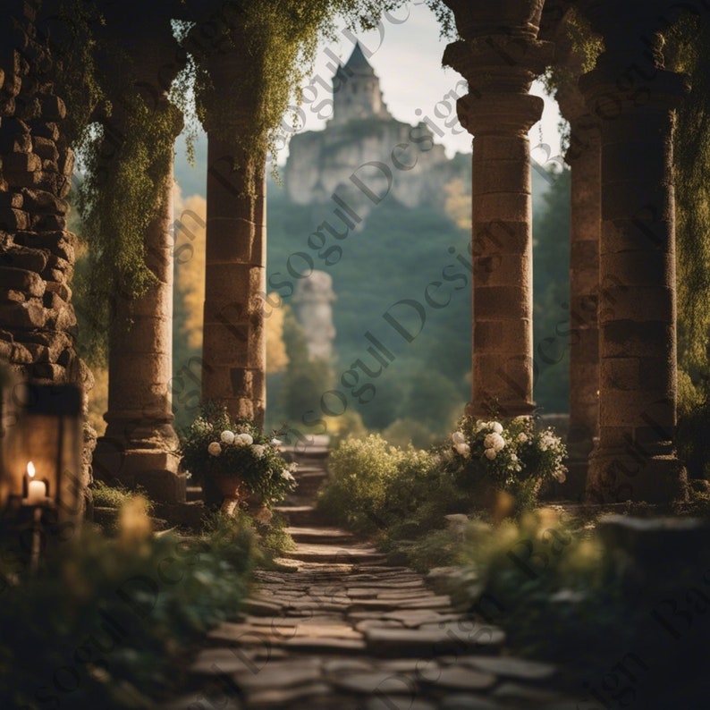 Antique Ruin Wedding Backdrop Photography Background Ancient Temple ...