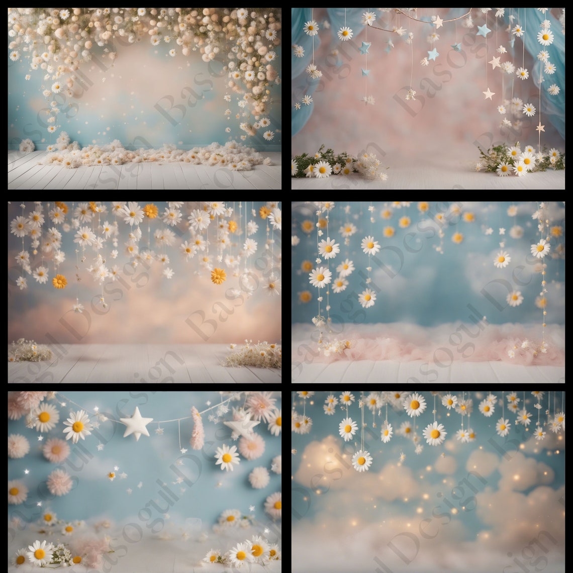 Daisy Baby Digital Backdrop Photography Background Floral Baby Boy Girl ...