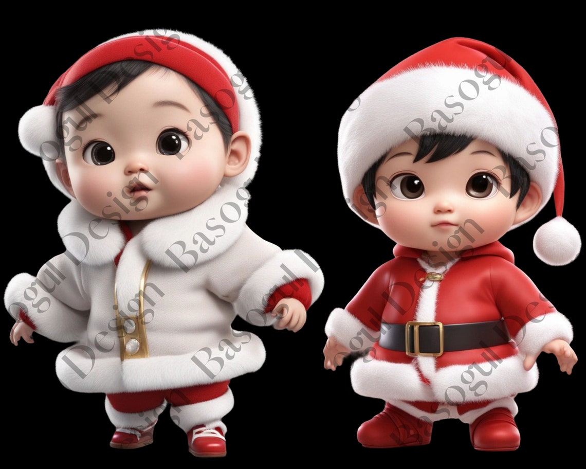 Chibi Baby Santa Clipart Png: baby SANTA Clipart 3d Little Girl Boy ...
