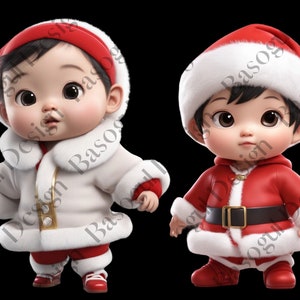 Chibi Baby Santa Clipart Png: "baby SANTA Clipart" 3d Little Girl Boy ...