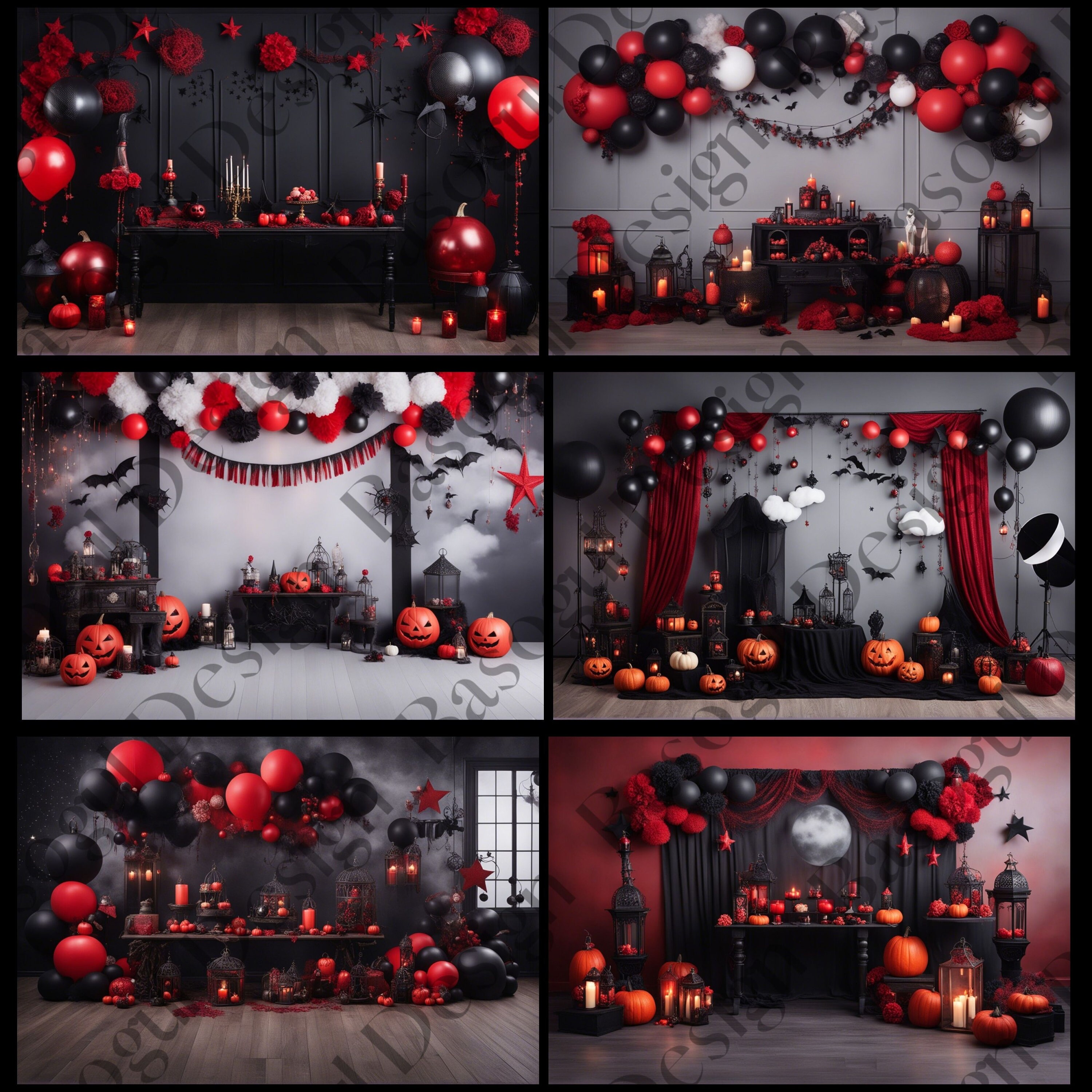 Halloween Backdrop Baby Photography Background Red Vampire Backdrop ...