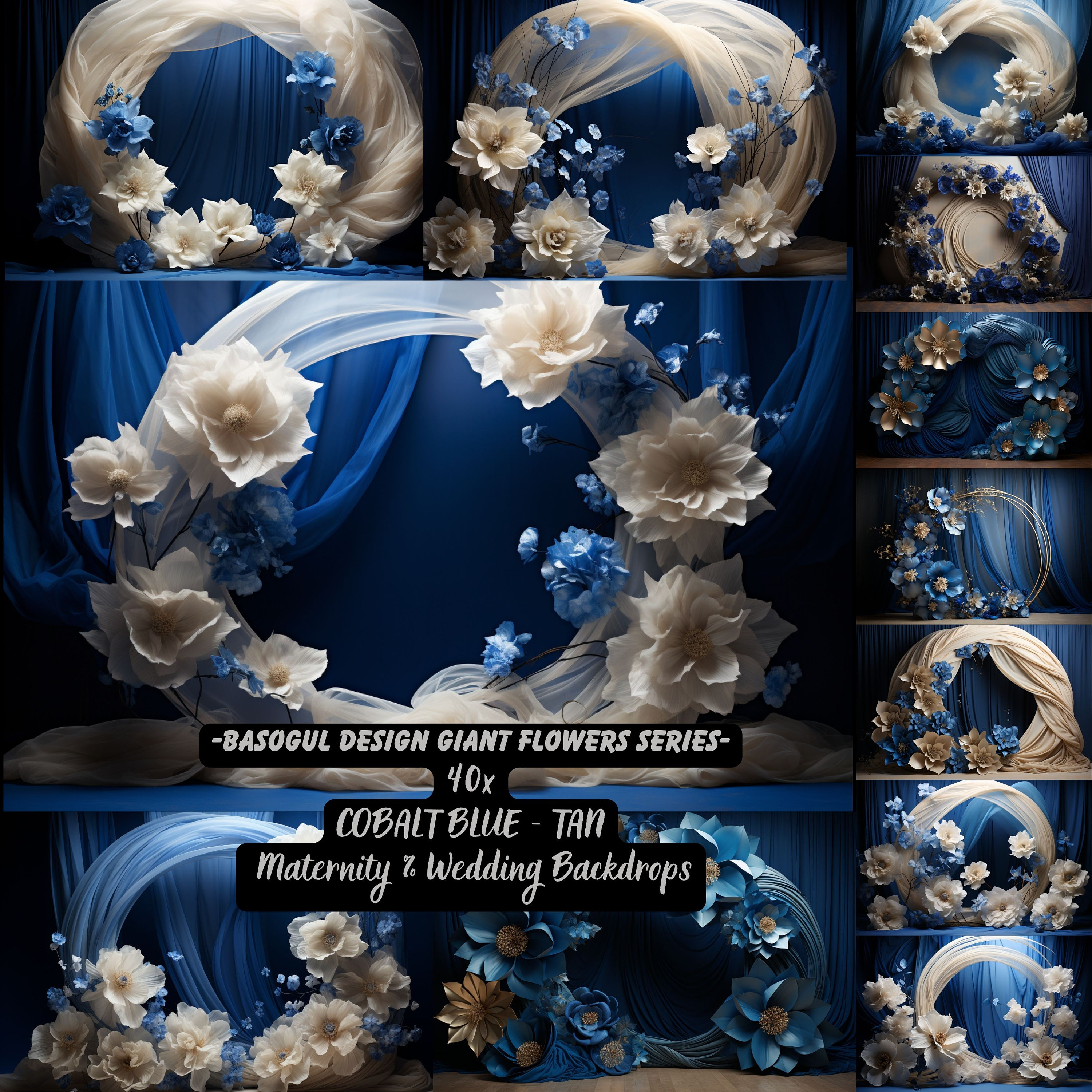 Blue Tan Maternity Digital Backdrop Photography Background Wedding ...