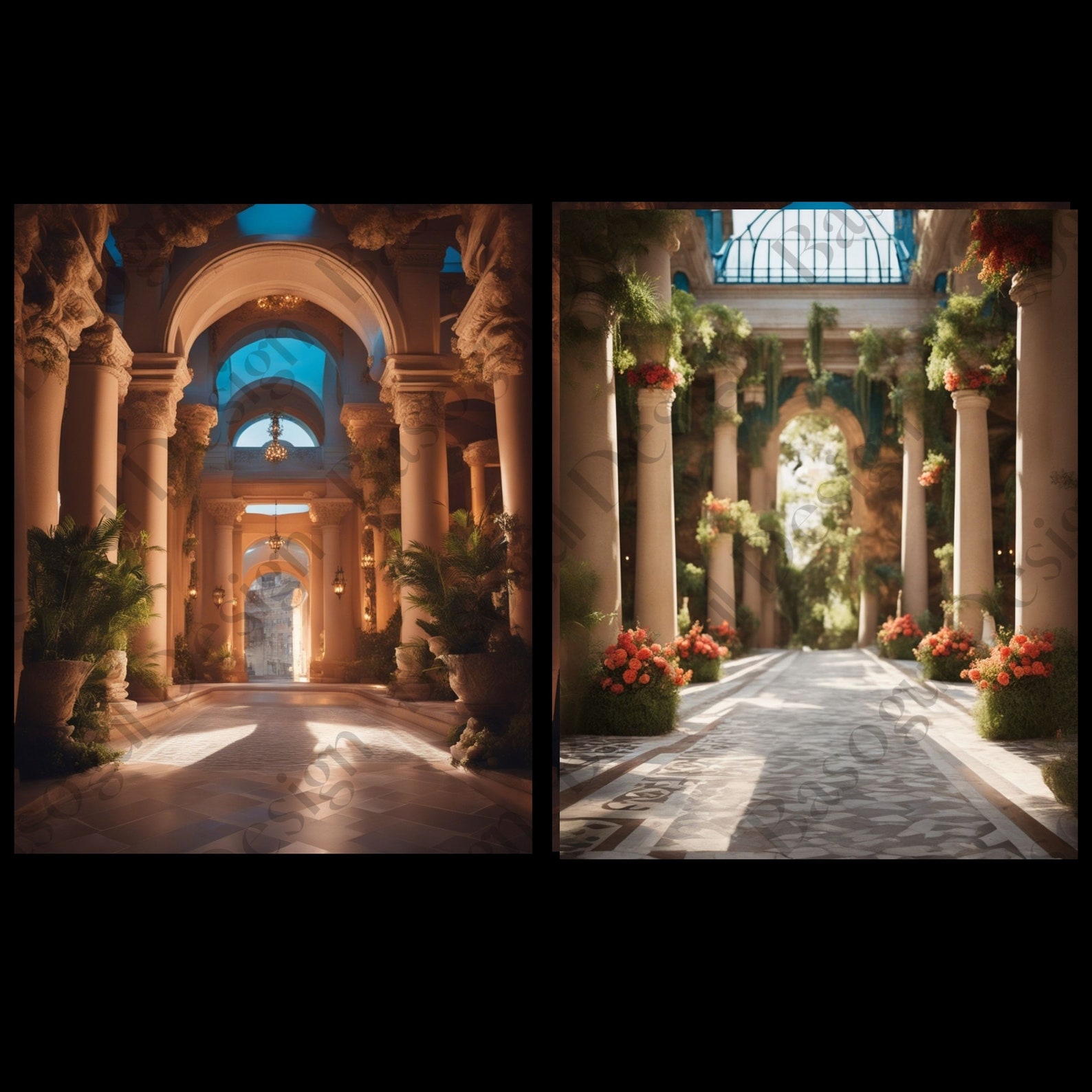 Temple Columns Wedding Digital Backdrop Photography Background Wedding ...