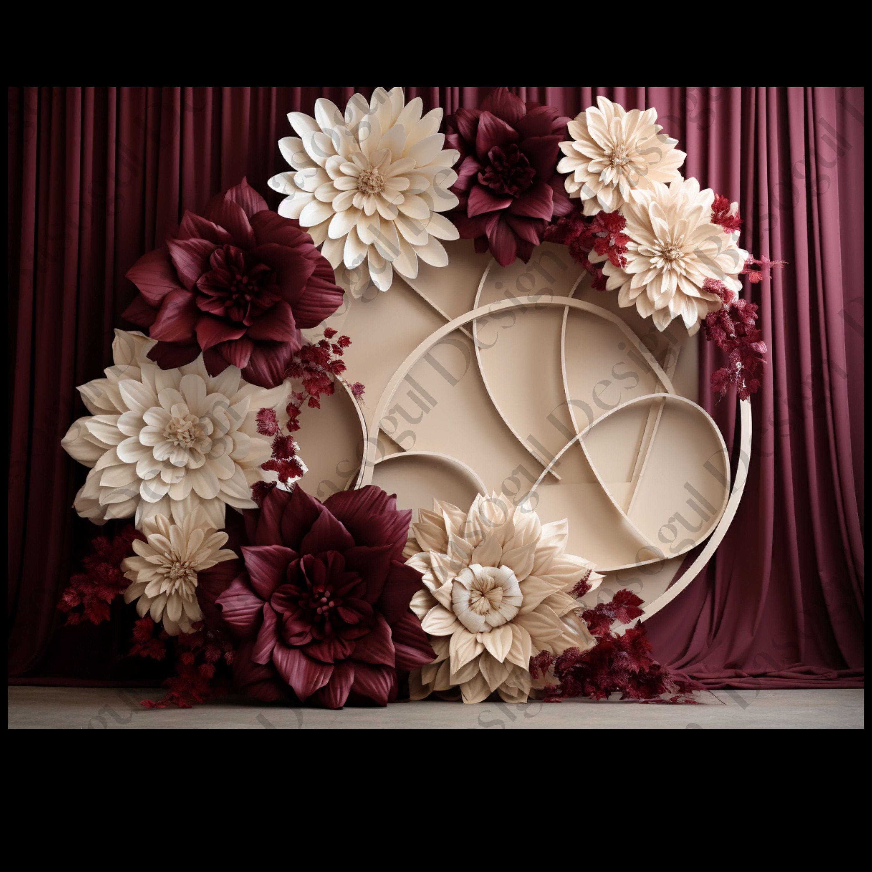 Maroon Cream Maternity Digital Backdrop Photography Background Wedding ...