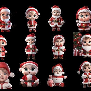 Chibi Baby Santa Clipart Png: "baby SANTA Clipart" 3d Little Girl Boy ...