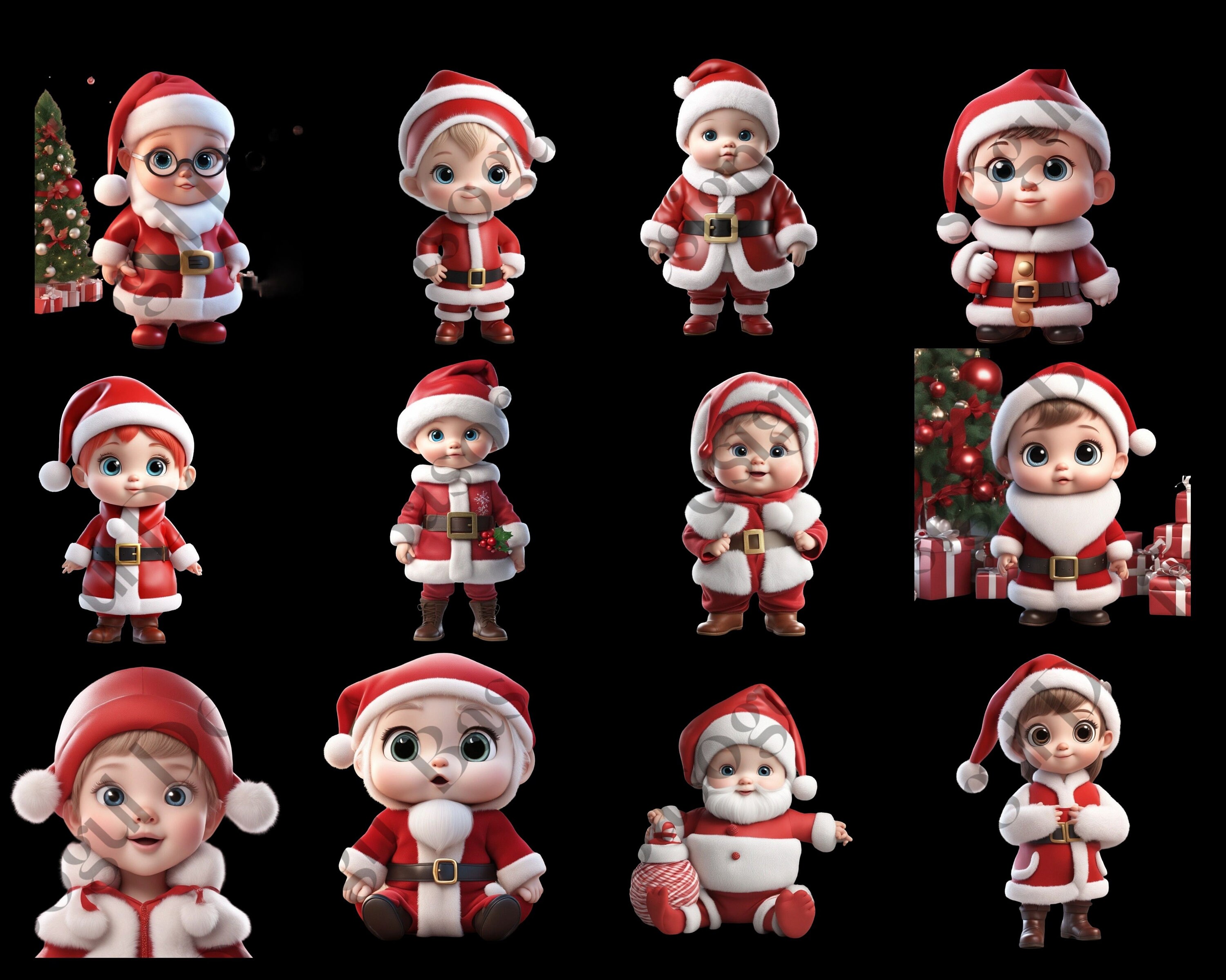 Chibi Baby Santa Clipart Png: baby SANTA Clipart 3d Little Girl Boy ...