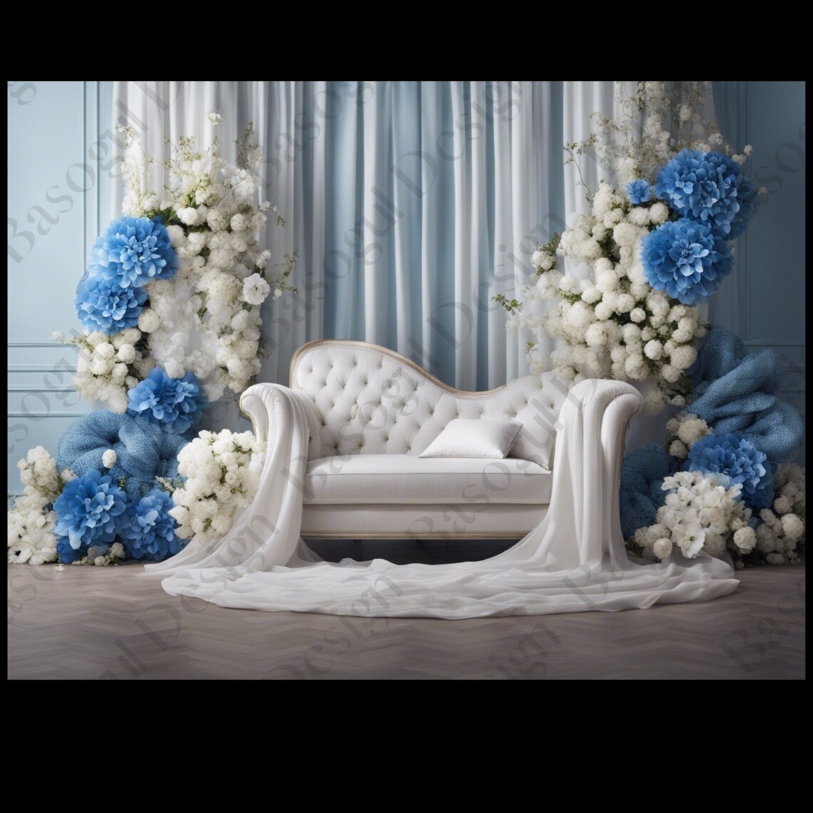 Blue White Maternity Digital Backdrop Photography Background Wedding ...