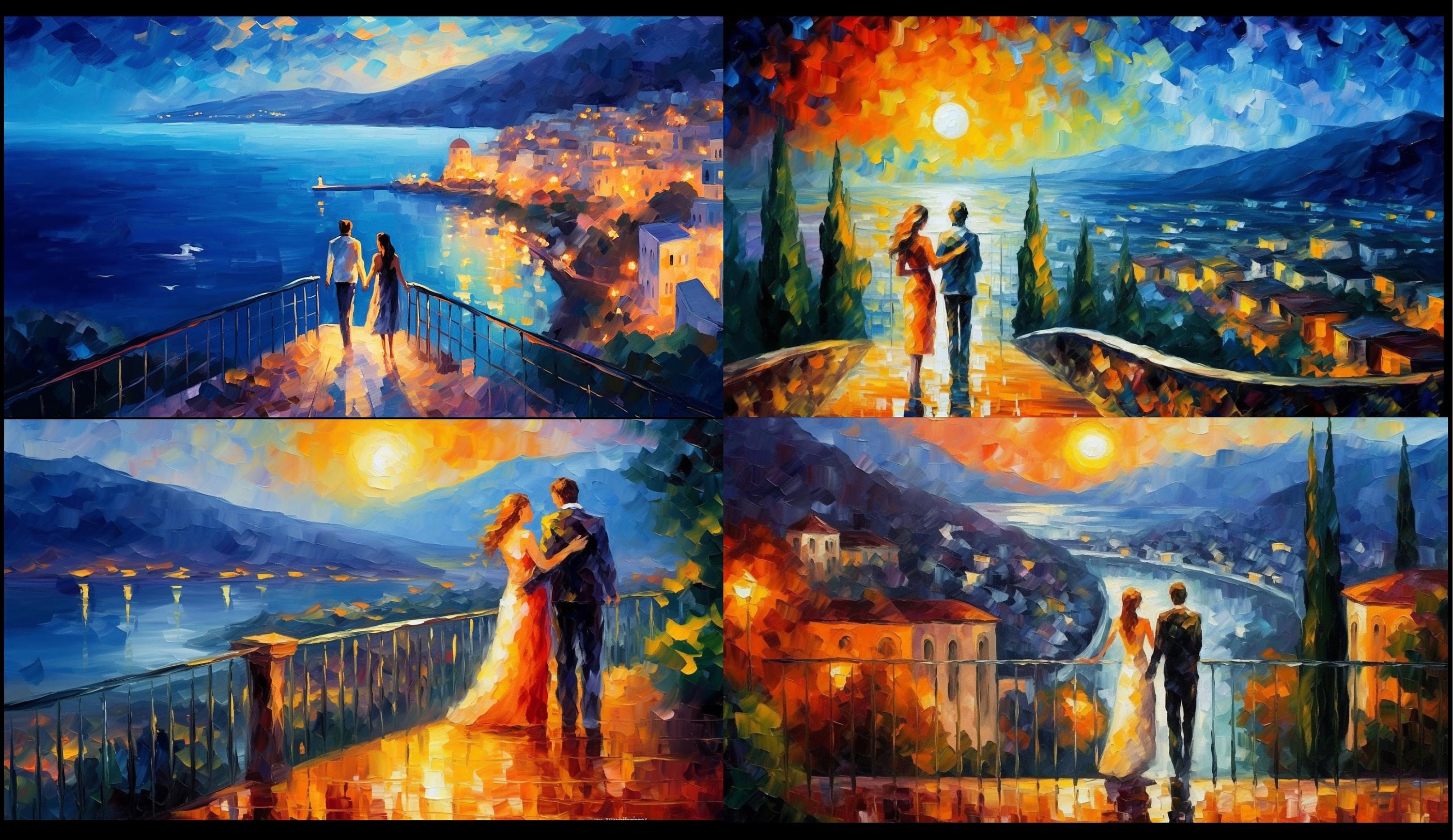 Romantic Couple Oil Painting for Home Decor, Wall Art, Printable Decor ...