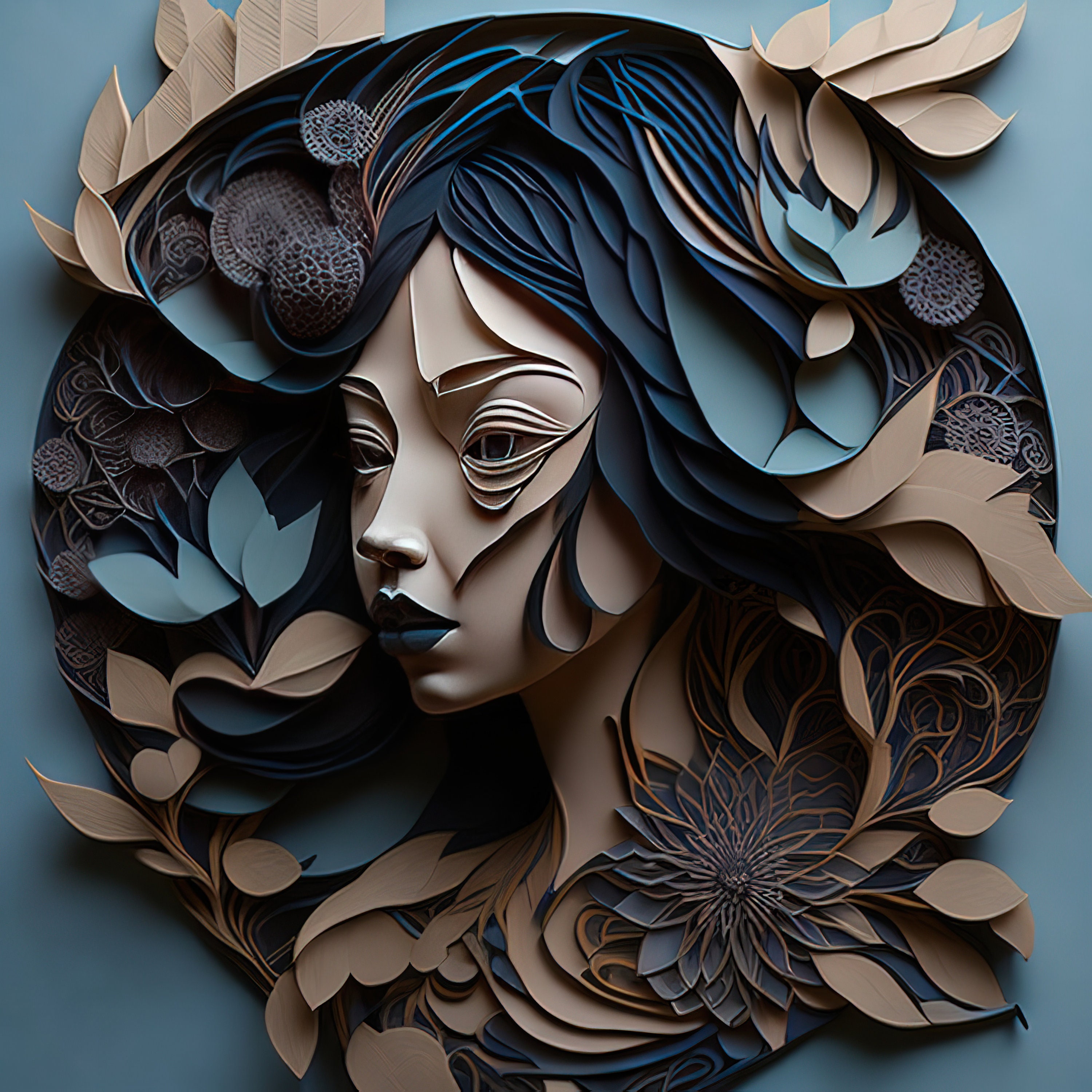 Vietnamese Lady Paper Quilling Set , Printable AI Generated Image ...