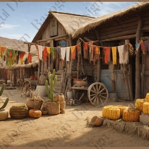 Western Village Digital Backdrop Farm Background Photography Rustic ...