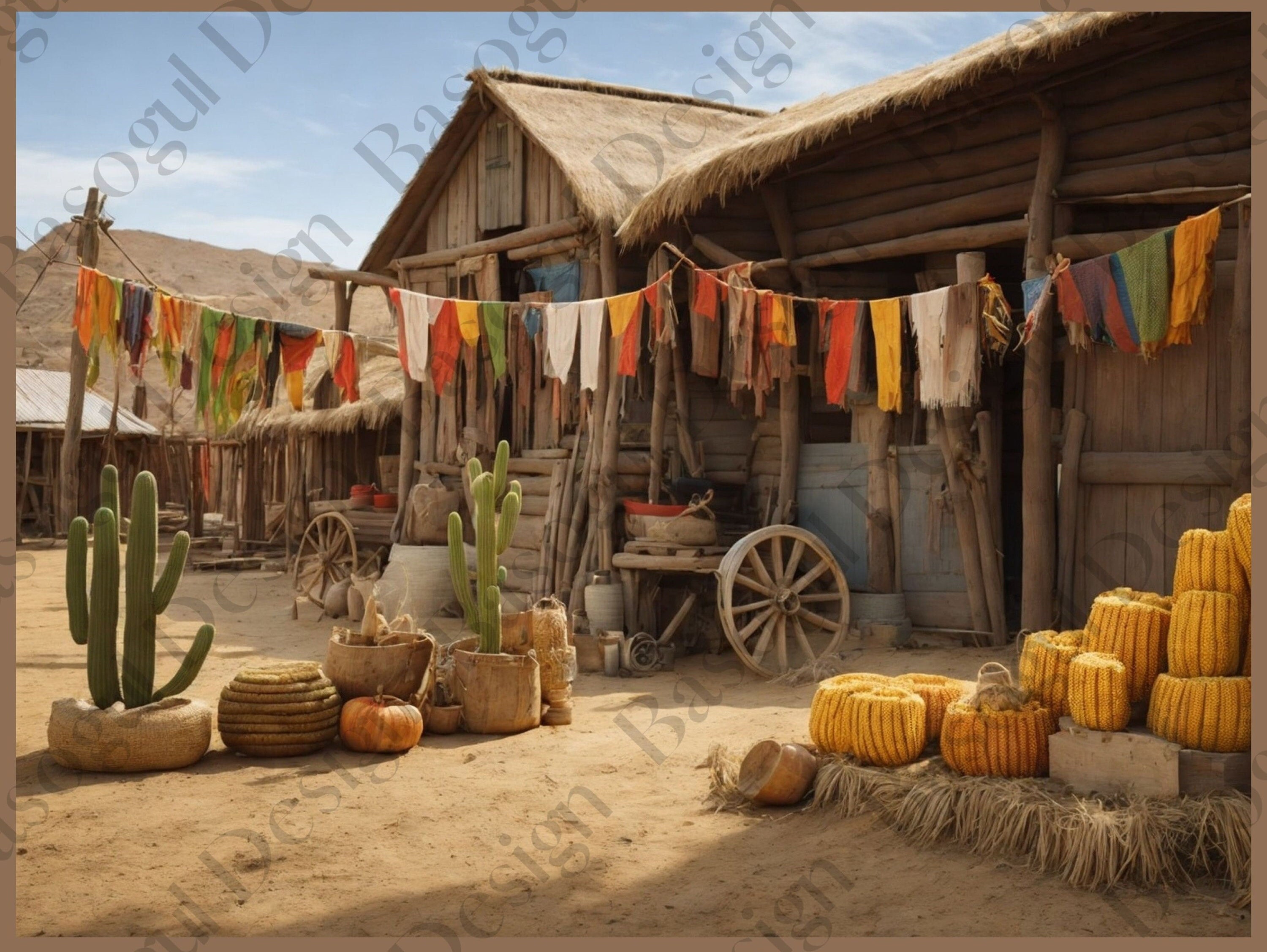 Western Village Digital Backdrop Farm Background Photography Rustic ...