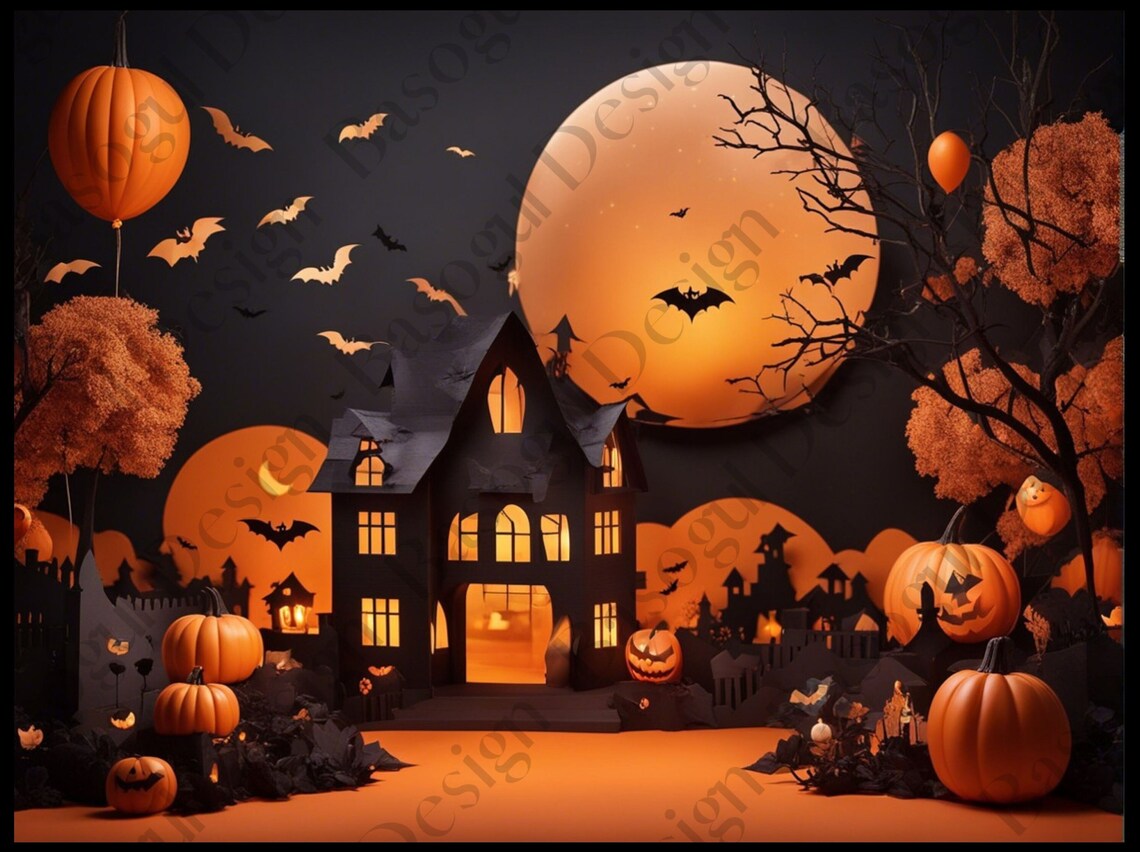 Halloween Party Backdrop: halloween DIGITAL Backdrop Halloween Party ...