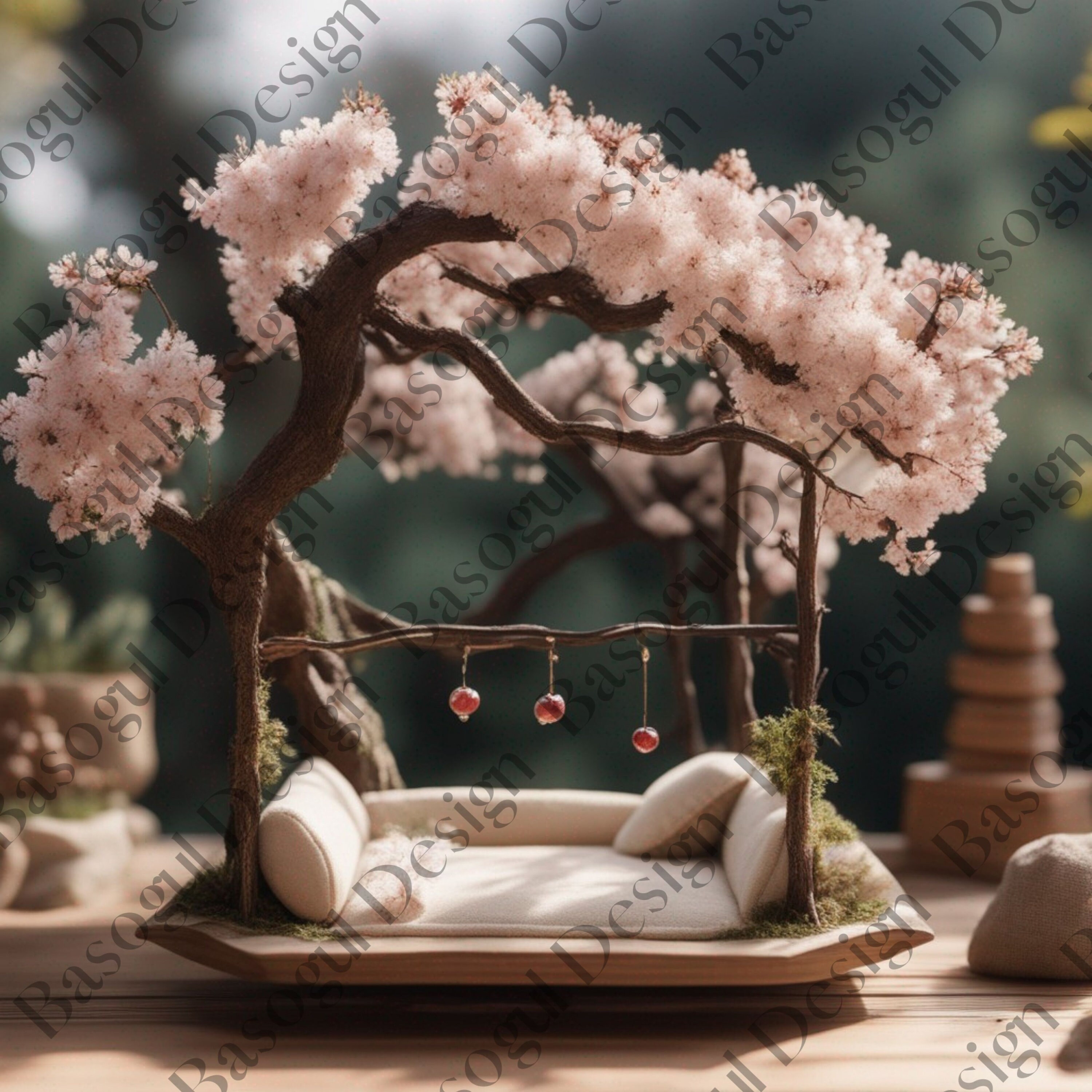 Cherry Newborn Digital Backdrop, Baby, Girl, Boy Prop, Fur, Cherry Tree ...