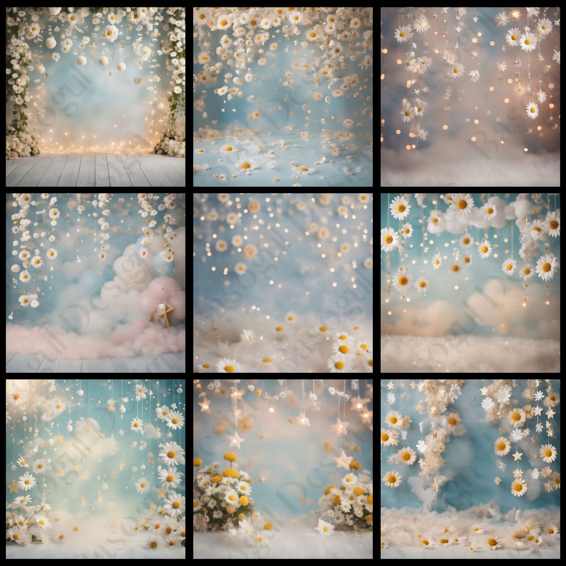 Daisy Baby Digital Backdrop Photography Background Floral Baby Boy Girl ...