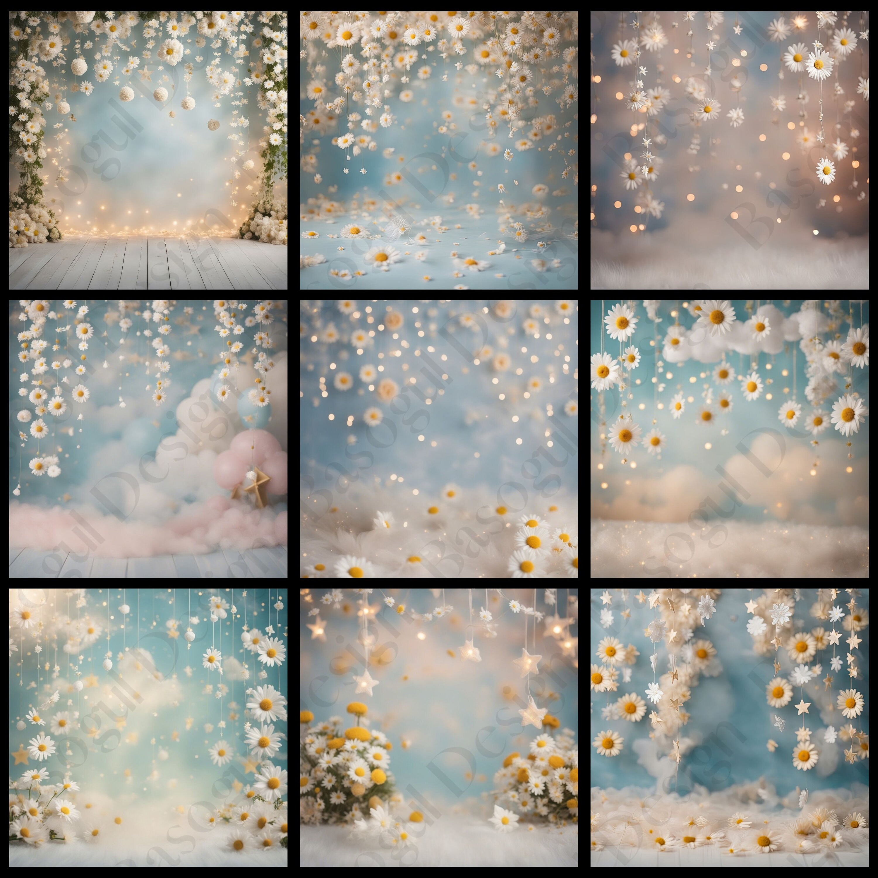 Daisy Baby Digital Backdrop Photography Background Floral Baby Boy Girl ...