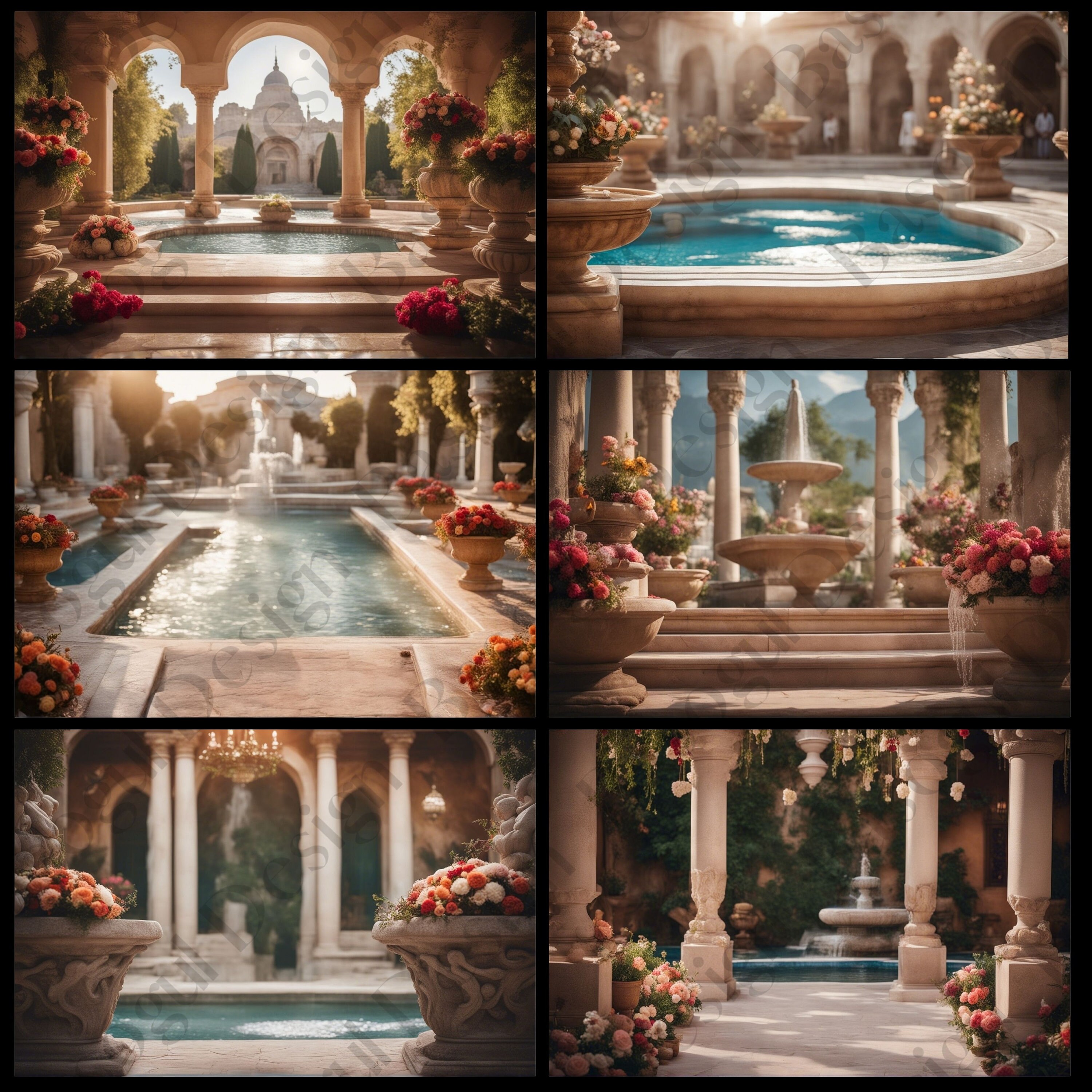 Fountain Wedding Digital Backdrop Photography Background - Etsy