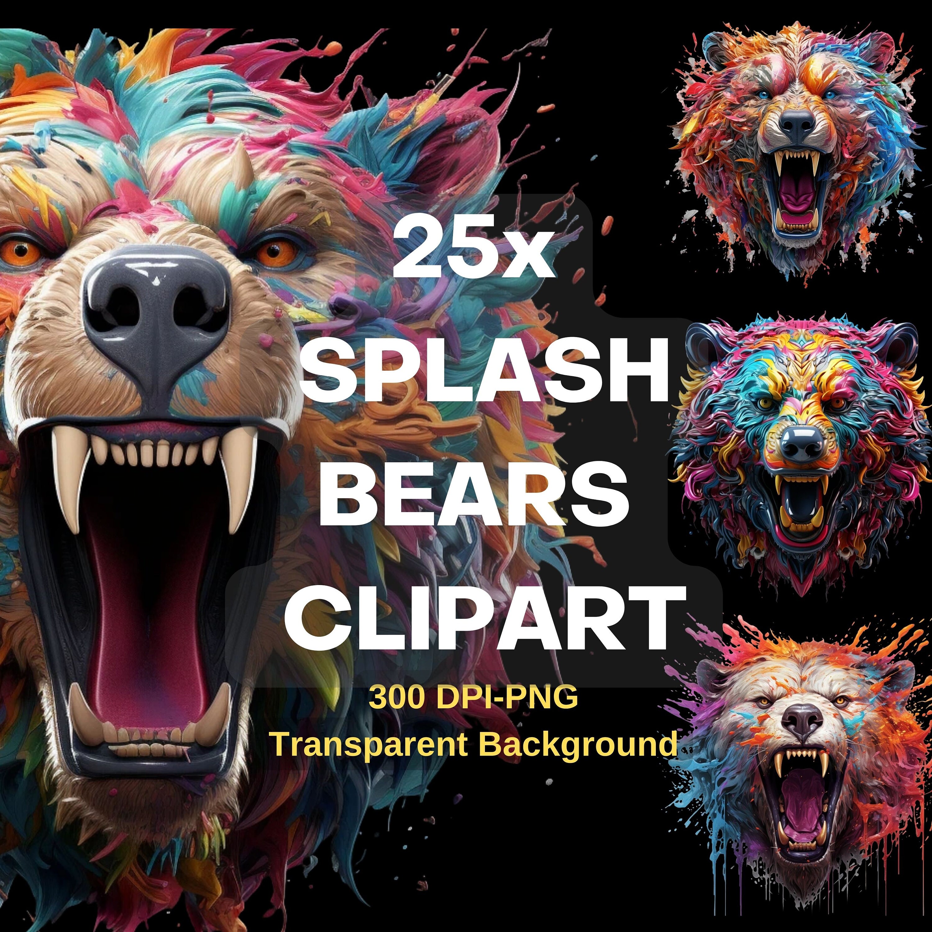 Psychedelic Bear Clipart Png: printable BEAR Clipart Angry Bear Clipart ...