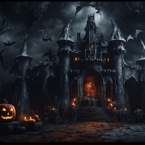 Halloween Backdrop Dracula Castle: "halloween DIGITAL Backdrop" Vampire ...