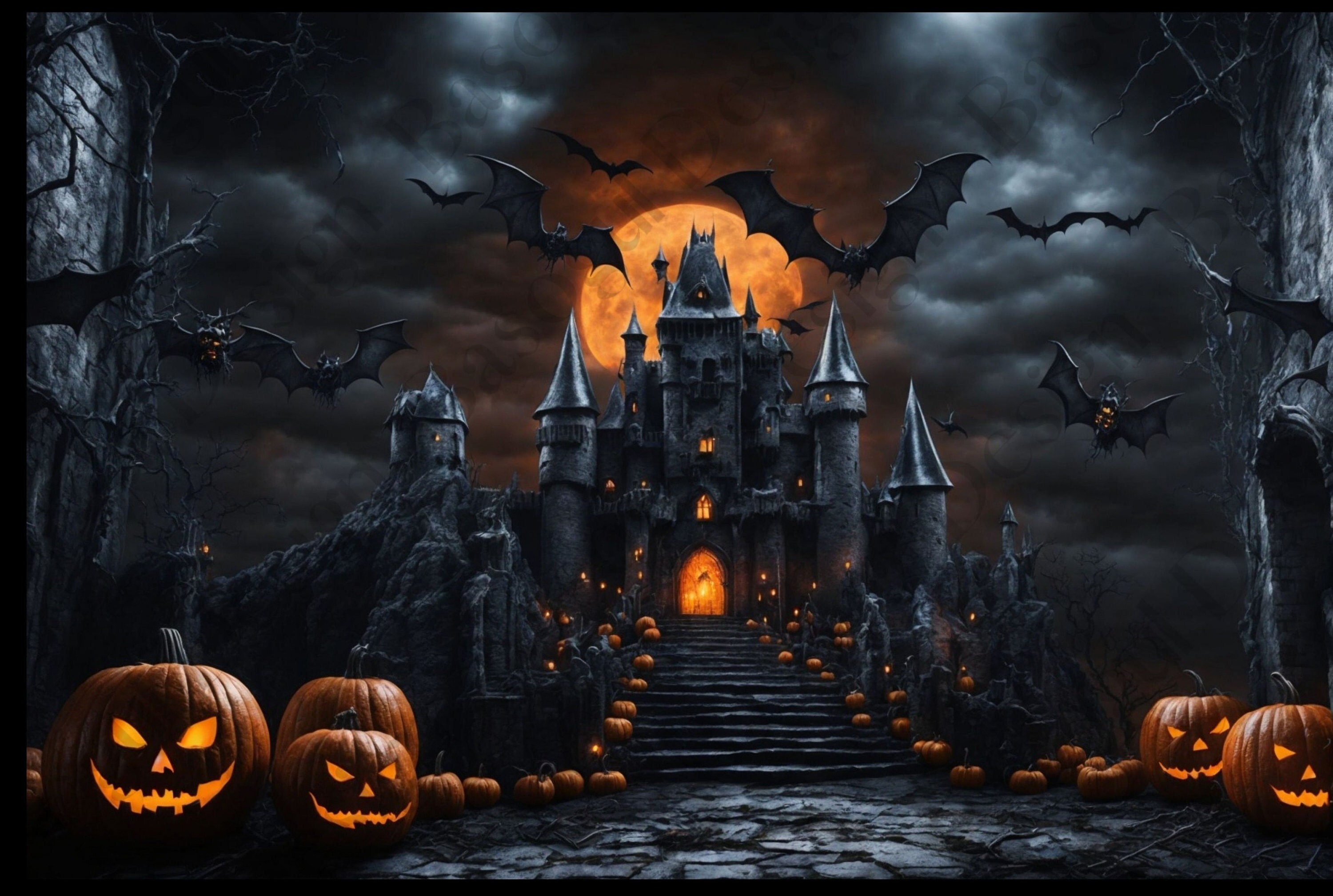 Halloween Backdrop Dracula Castle: halloween DIGITAL - Etsy