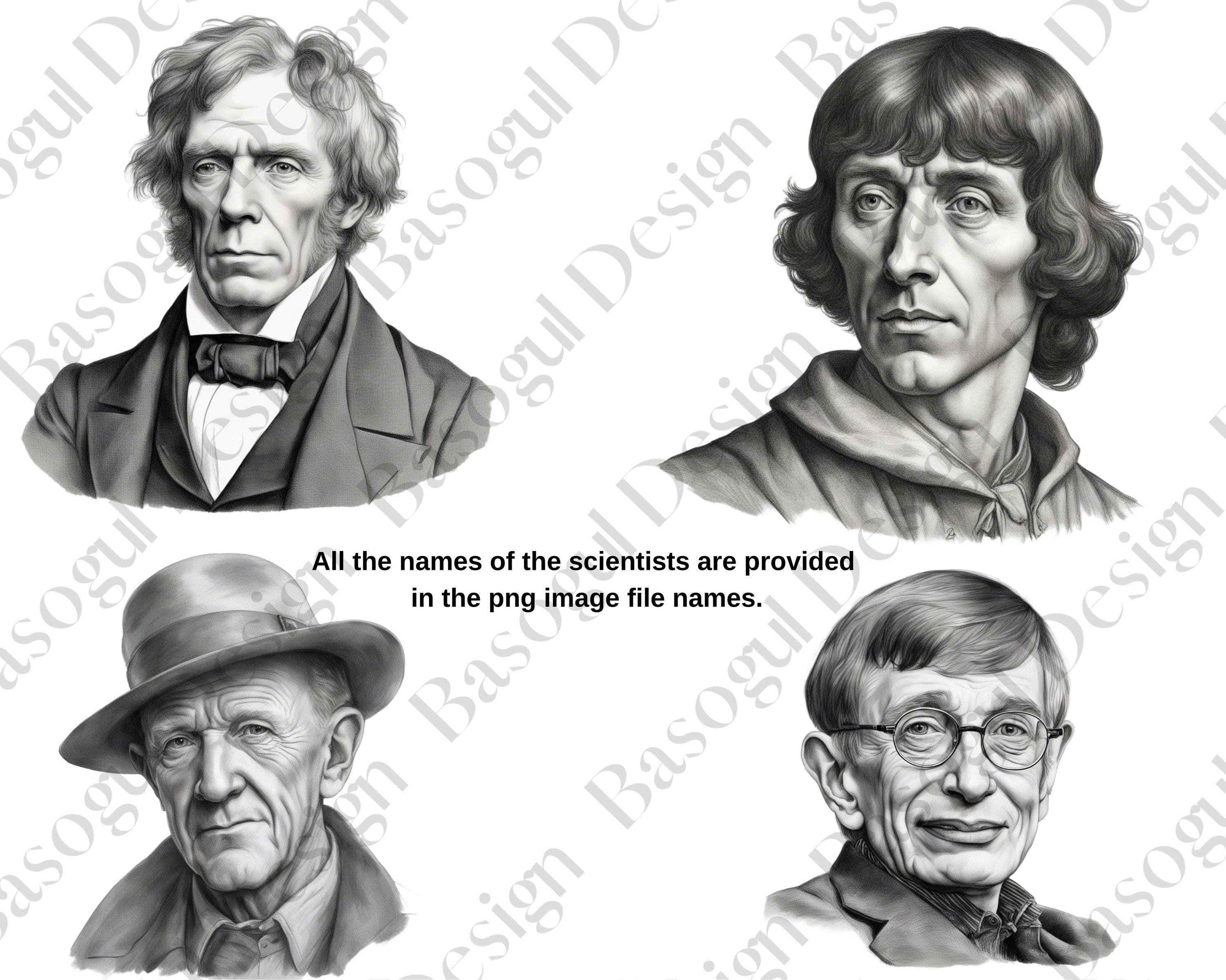 Famous Scientists Clipart Png Educational Clipart Black White ...