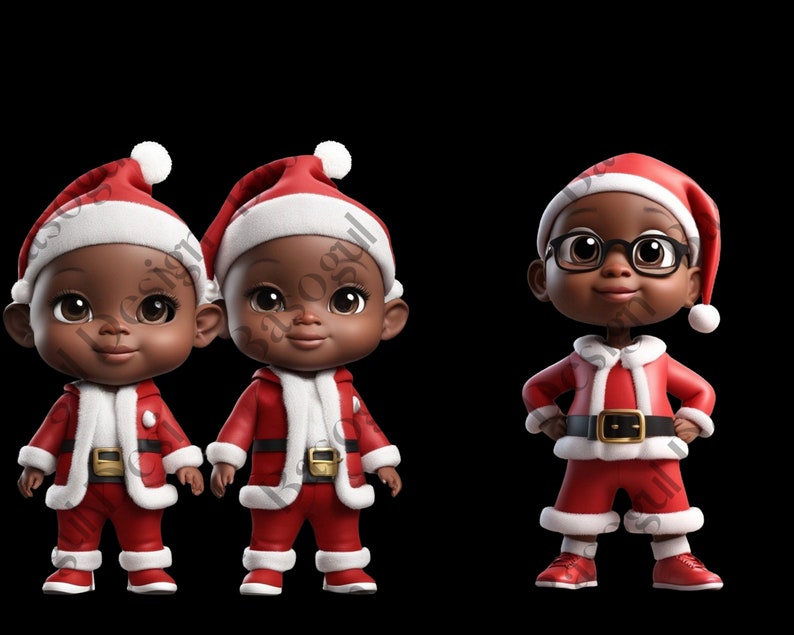 Chibi Baby Santa Clipart Png: baby SANTA Clipart 3d Little Girl Boy ...