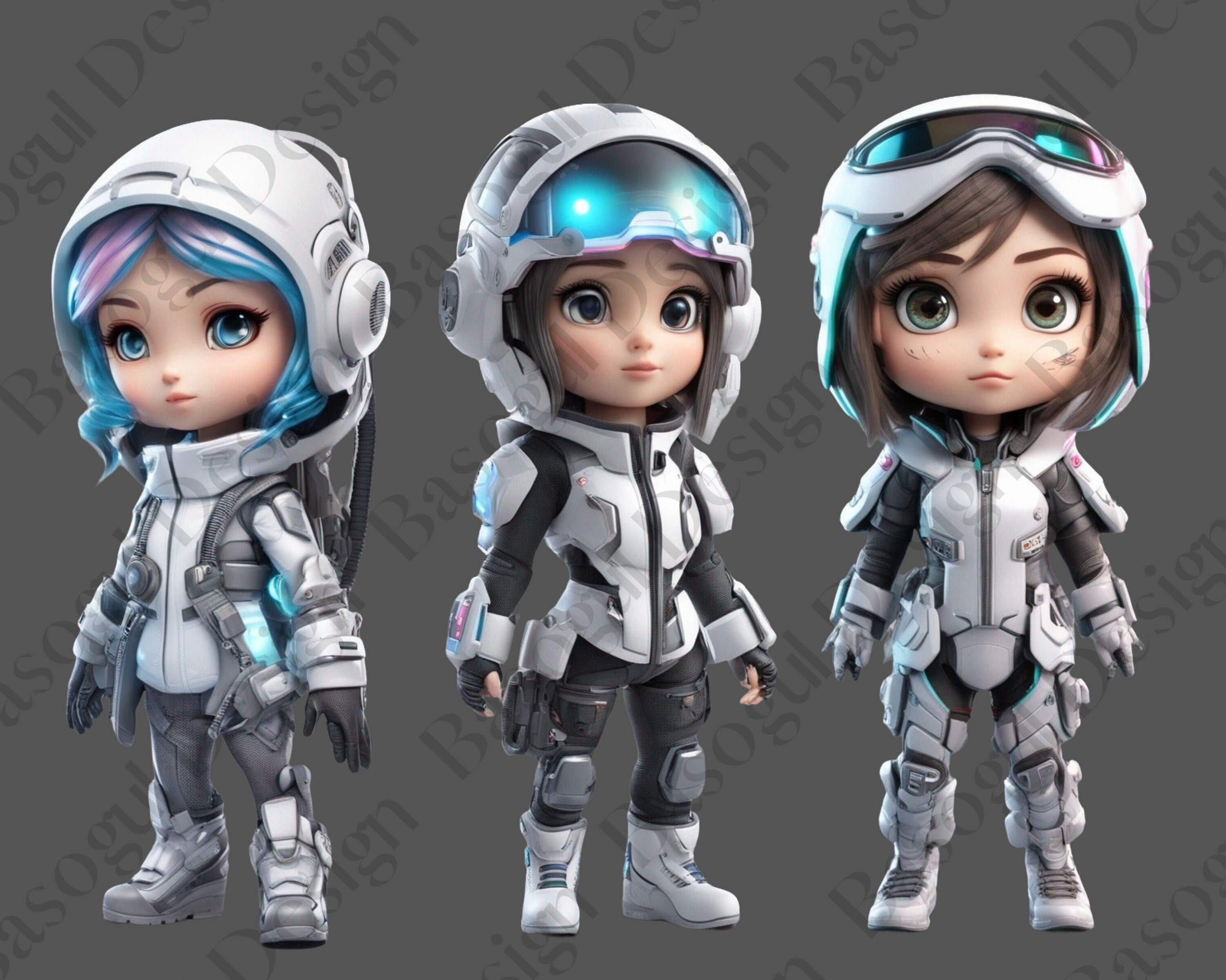 Chibi Cyberpunk Soldier Girl Clipart Png: chibi GIRL Clipart 3d Little ...