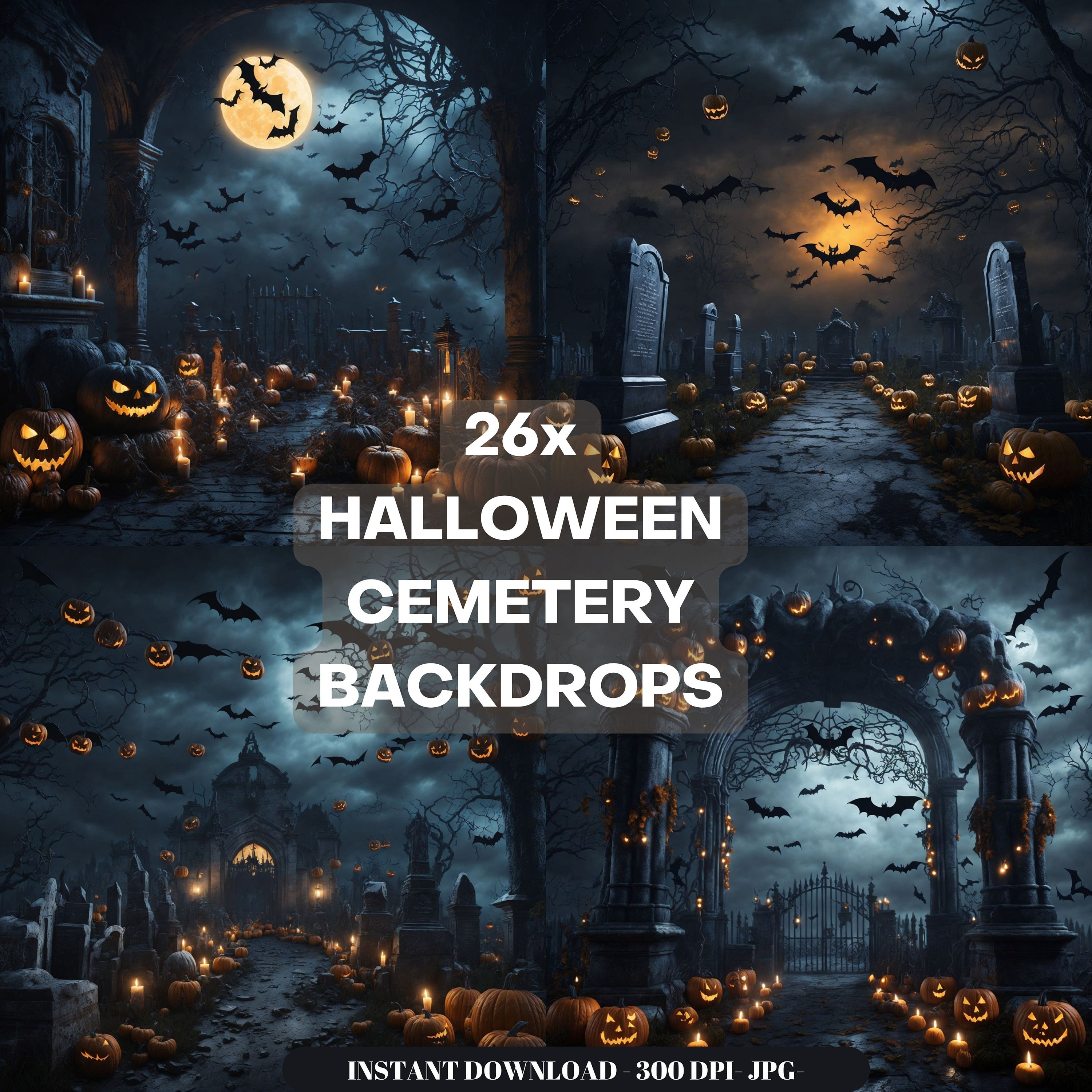 Halloween Backdrop Cemetery: halloween DIGITAL - Etsy