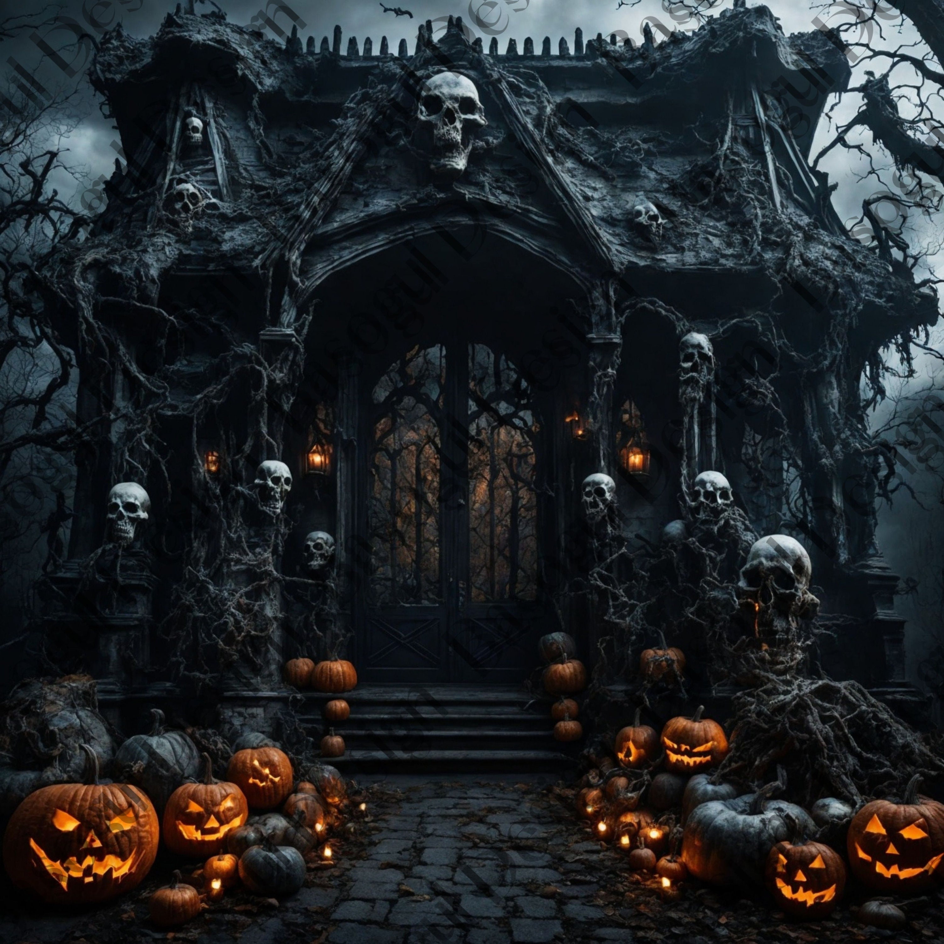 Halloween Gothic House Backdrop Party Decor Kids Toddler Child ...