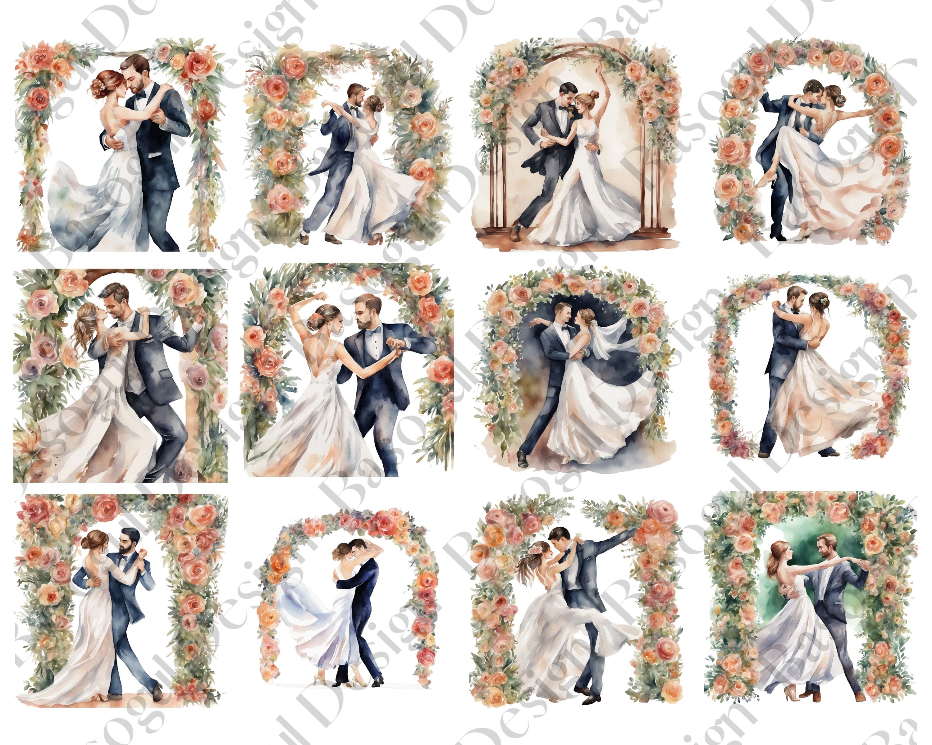 Watercolor Wedding Dance Clipart: wedding Clipart - Etsy
