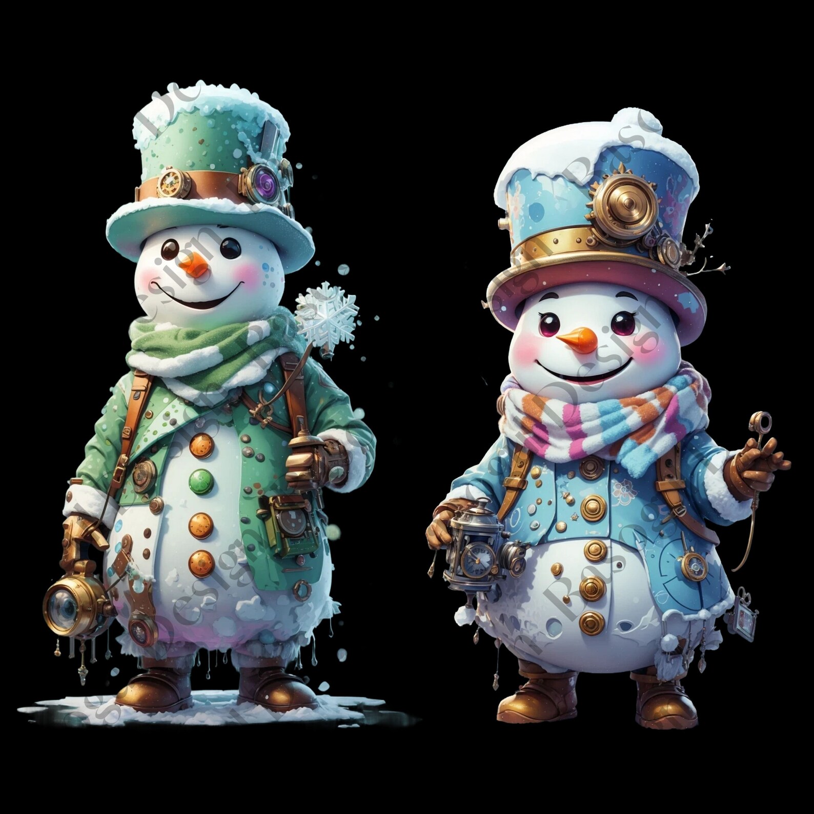 Steampunk Christmas Snowman Clipart Png 3d Chibi Snowman Clipart Cute ...