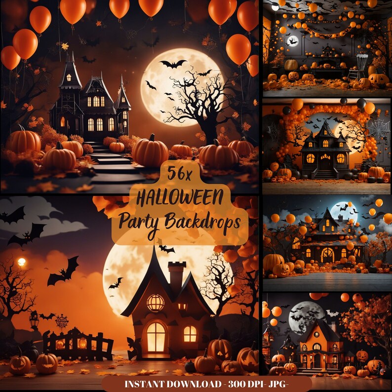 Halloween Party Backdrop: "halloween DIGITAL Backdrop" Halloween Party ...