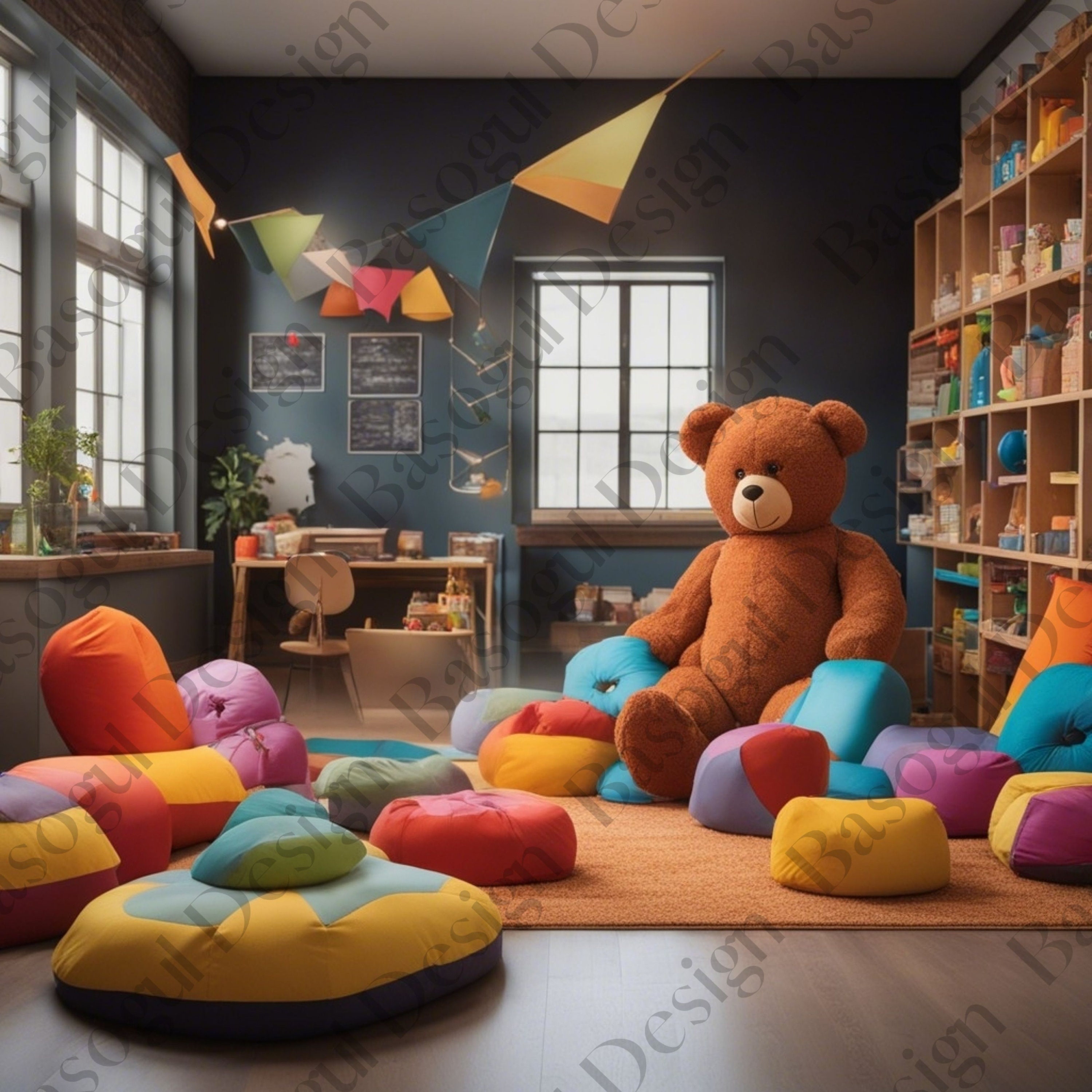Back to School Digital Backdrop Teddy Bear, Composite Photography for ...