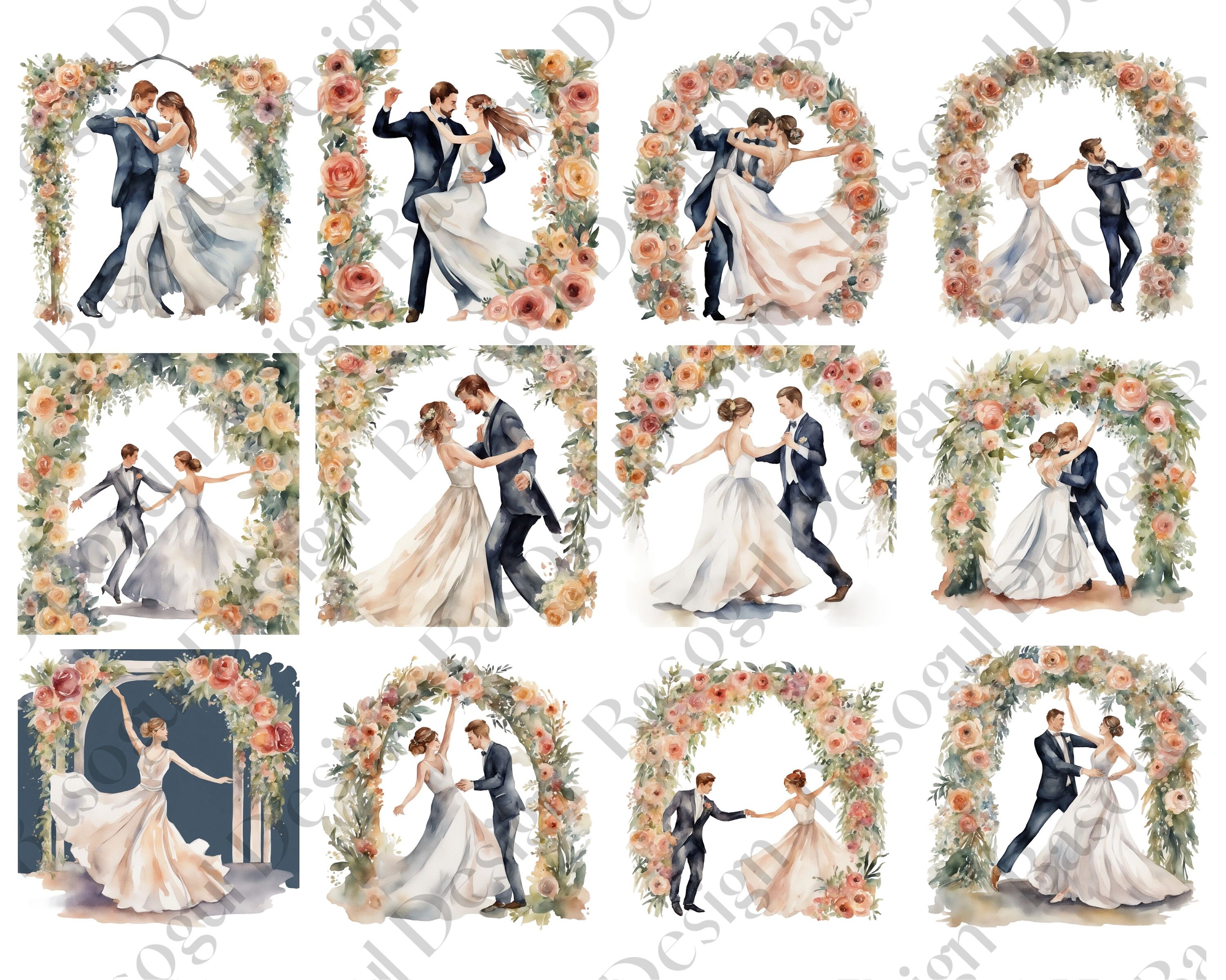 Watercolor Wedding Dance Clipart: wedding Clipart - Etsy