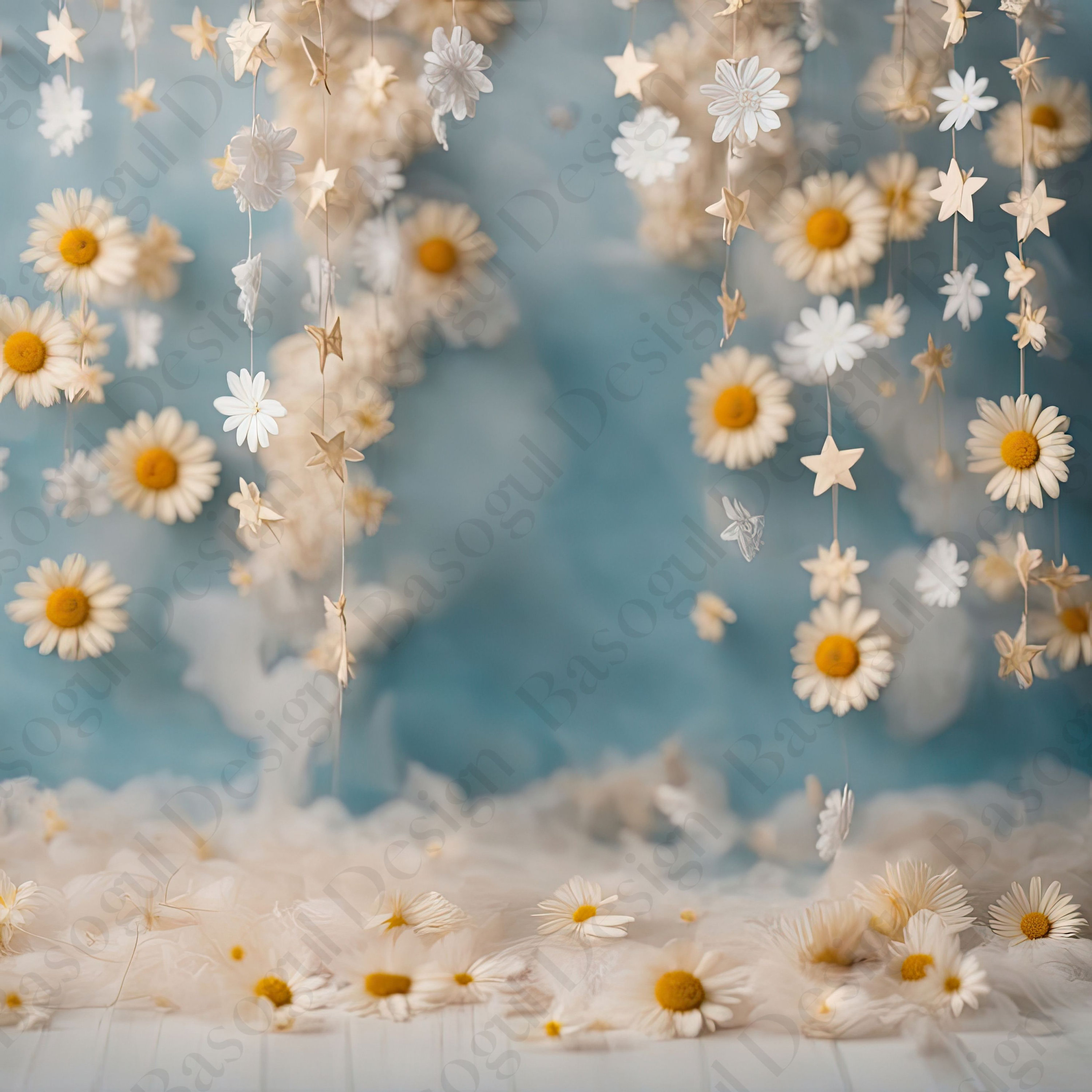 Daisy Baby Digital Backdrop Photography Background Floral Baby Boy Girl ...
