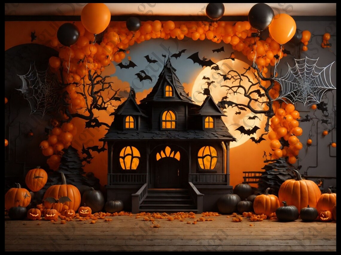 Halloween Party Backdrop: halloween DIGITAL Backdrop Halloween Party ...