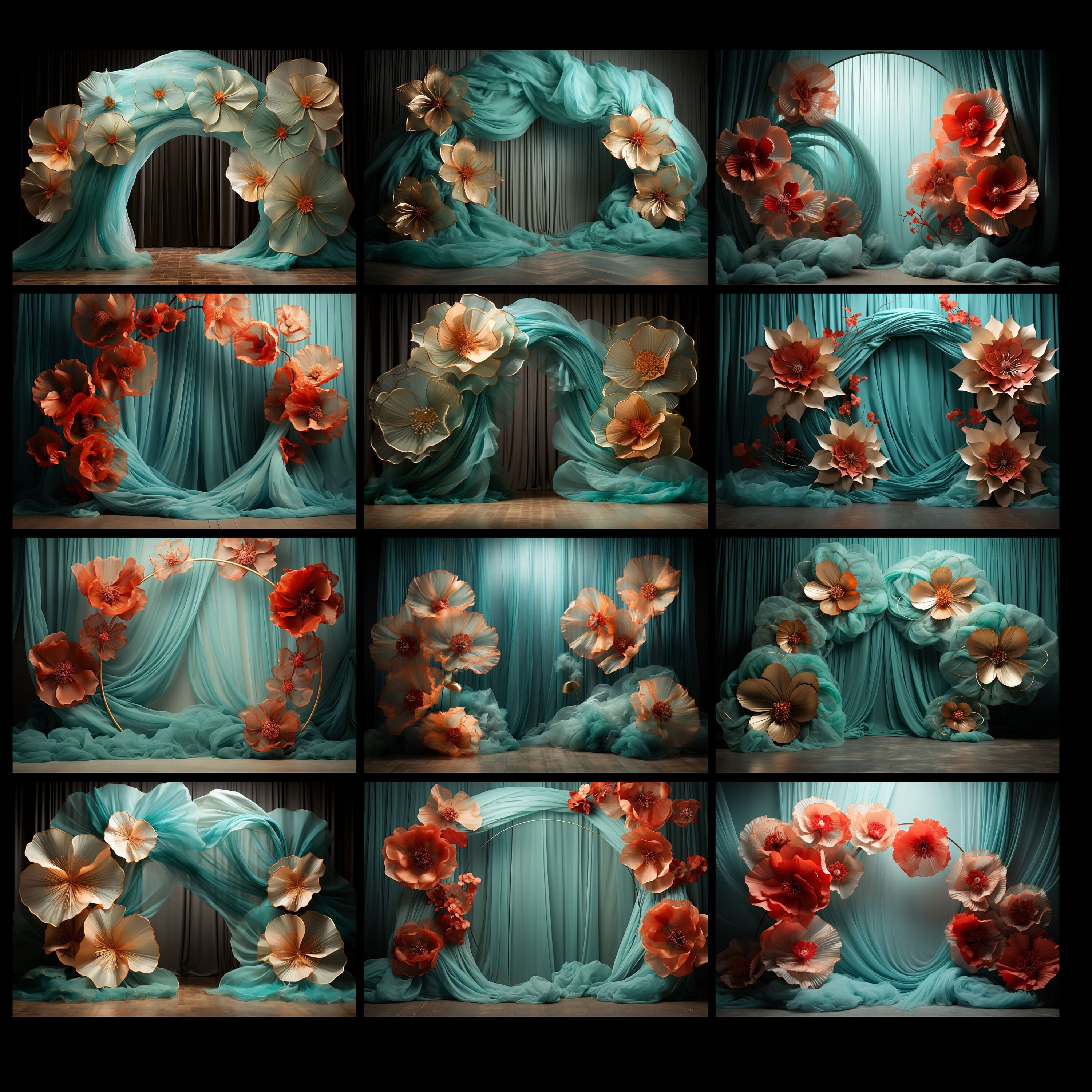 Teal Coral Maternity Digital Backdrop Photography Background Wedding ...