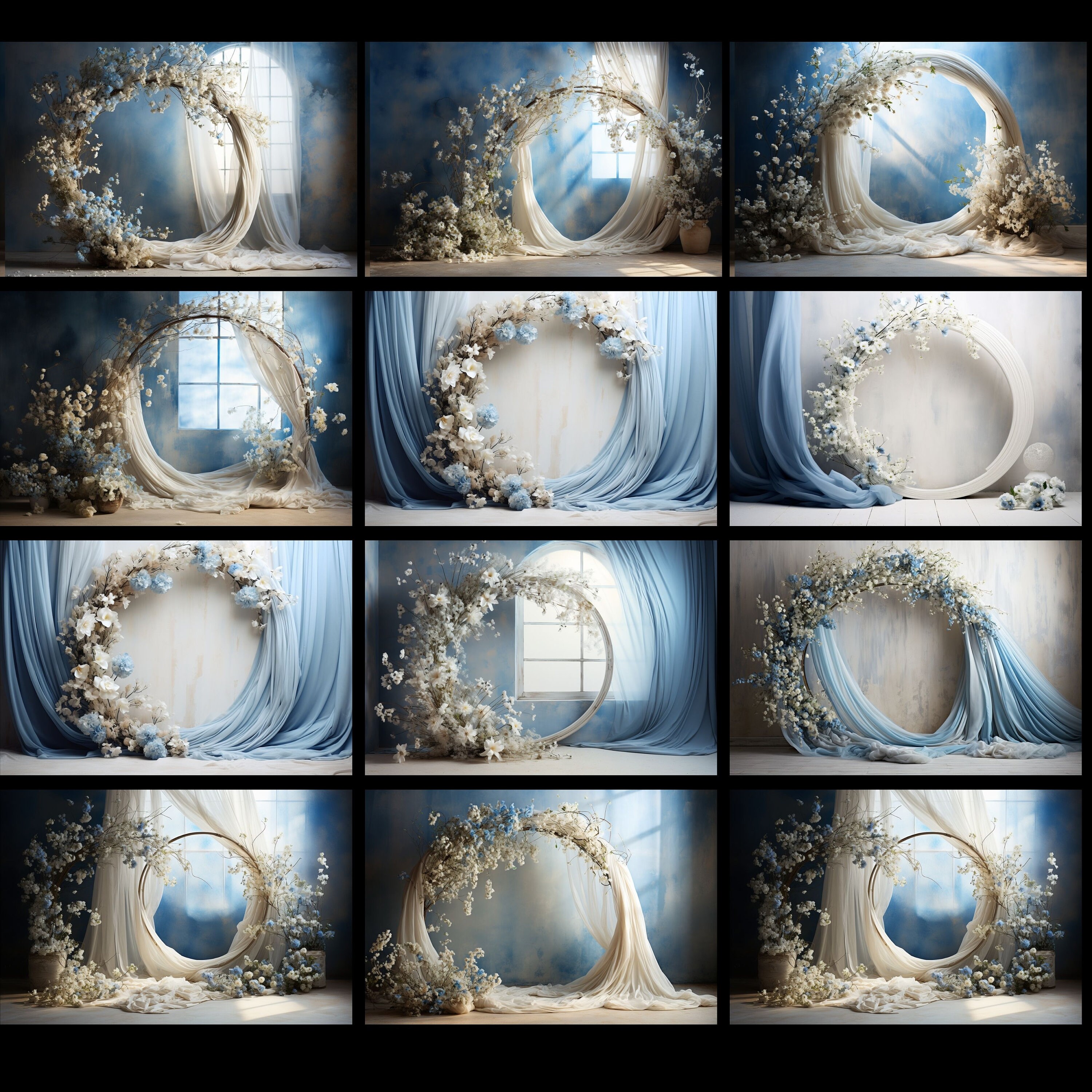 Blue White Maternity Digital Backdrop Photography Background Wedding ...