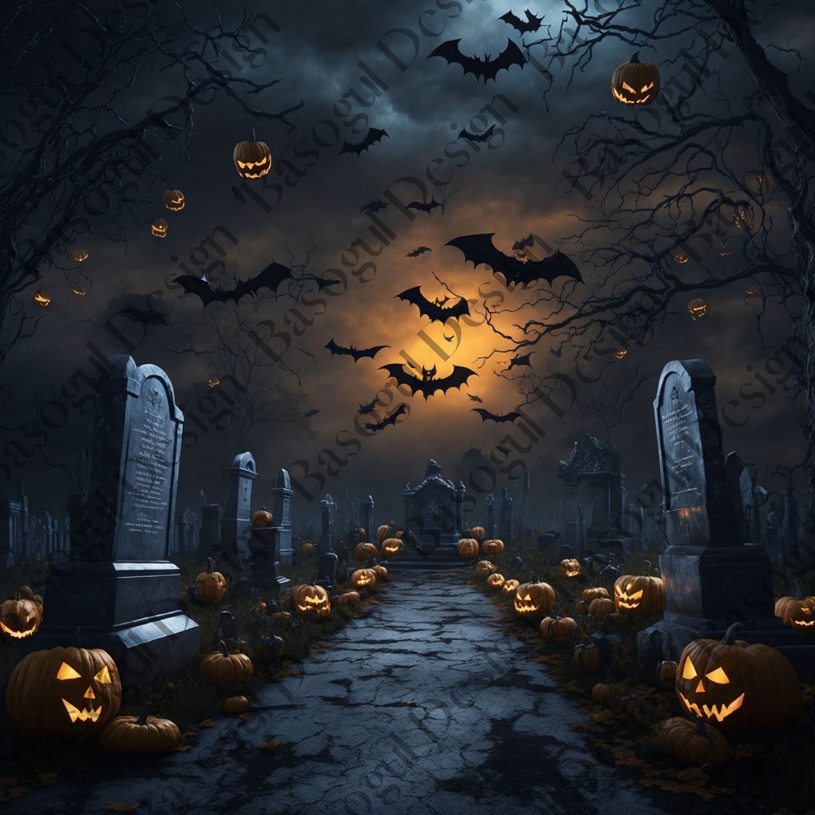Halloween Backdrop Cemetery: halloween DIGITAL - Etsy