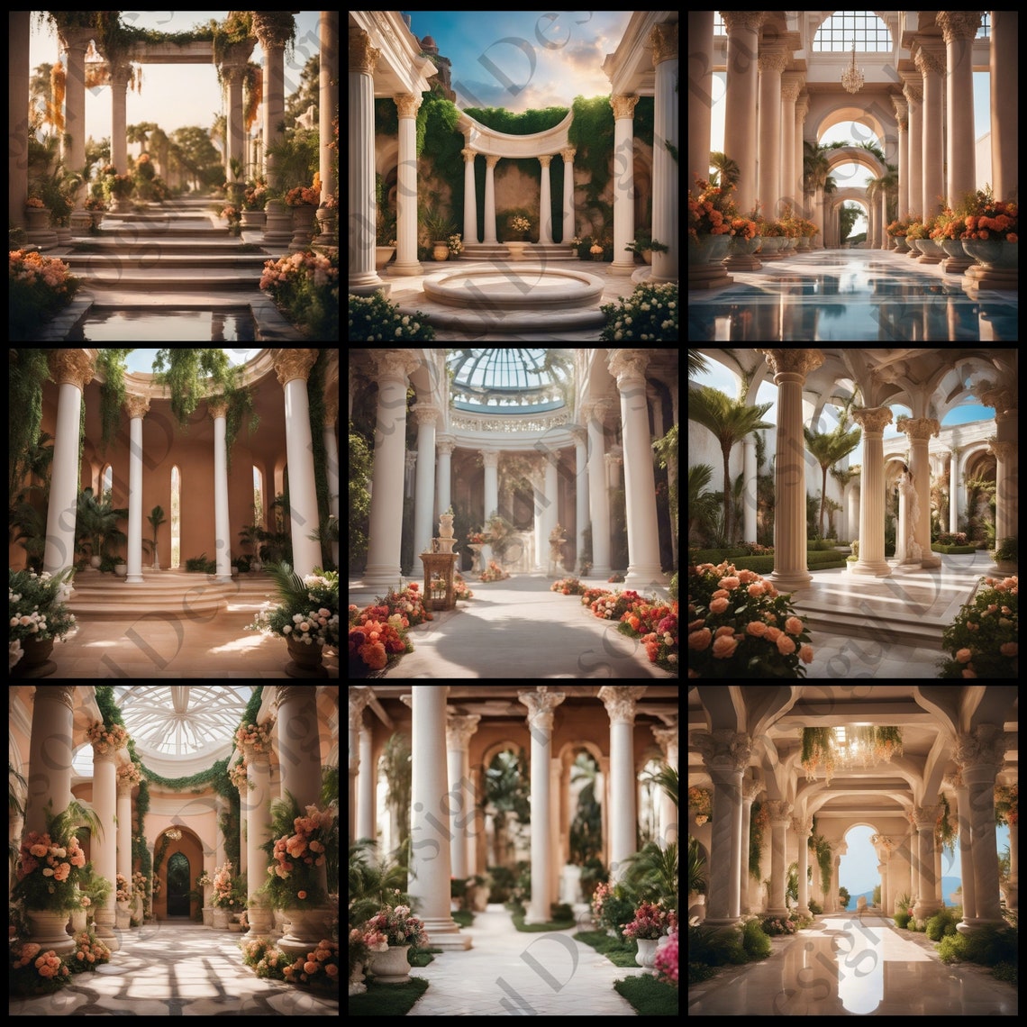 Temple Columns Wedding Digital Backdrop Photography Background Wedding ...