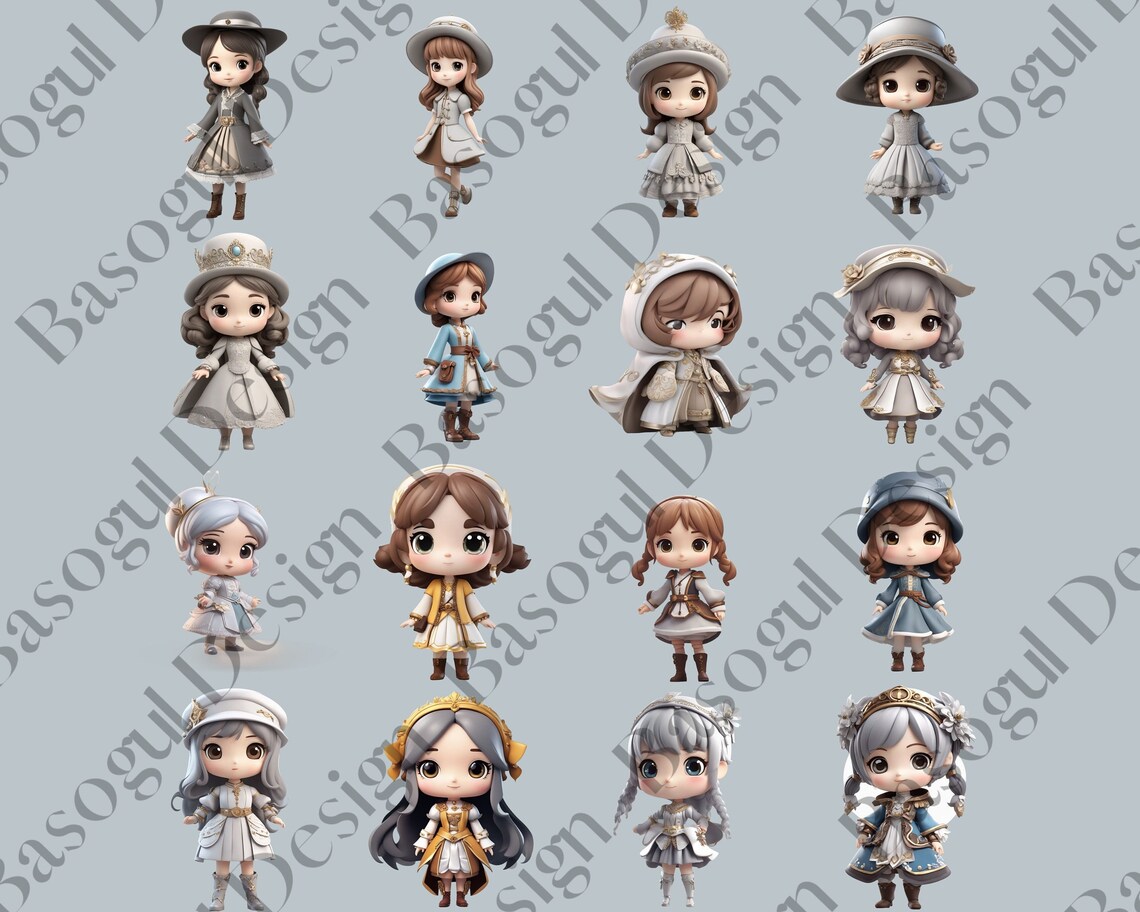 Vintage Chibi Girl Clipart Png: vintage GIRL Clipart 3d Little Girl ...