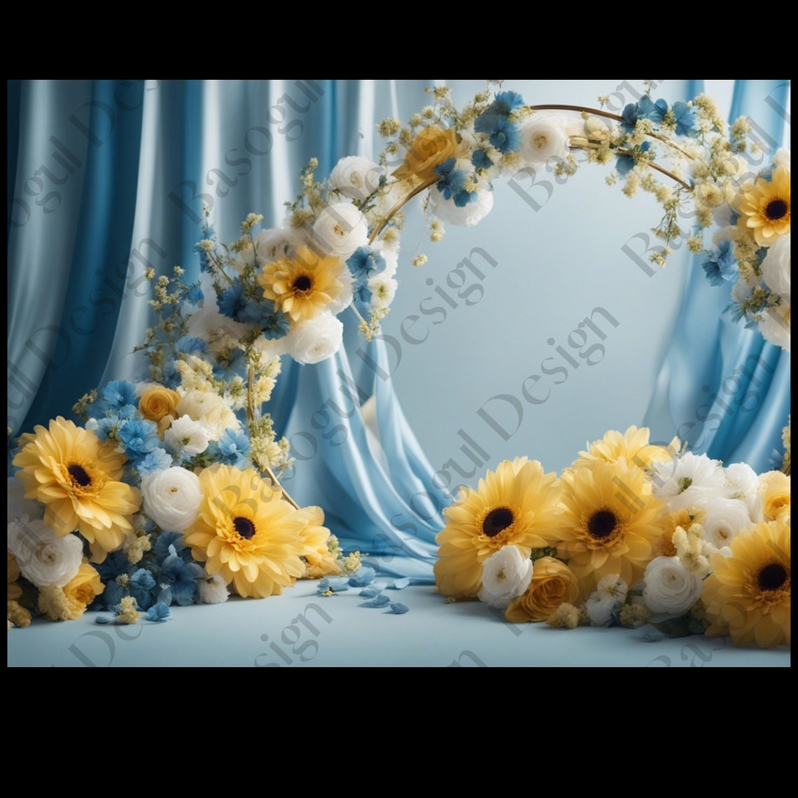 Blue Yellow Maternity Digital Backdrop Photography Background Wedding ...
