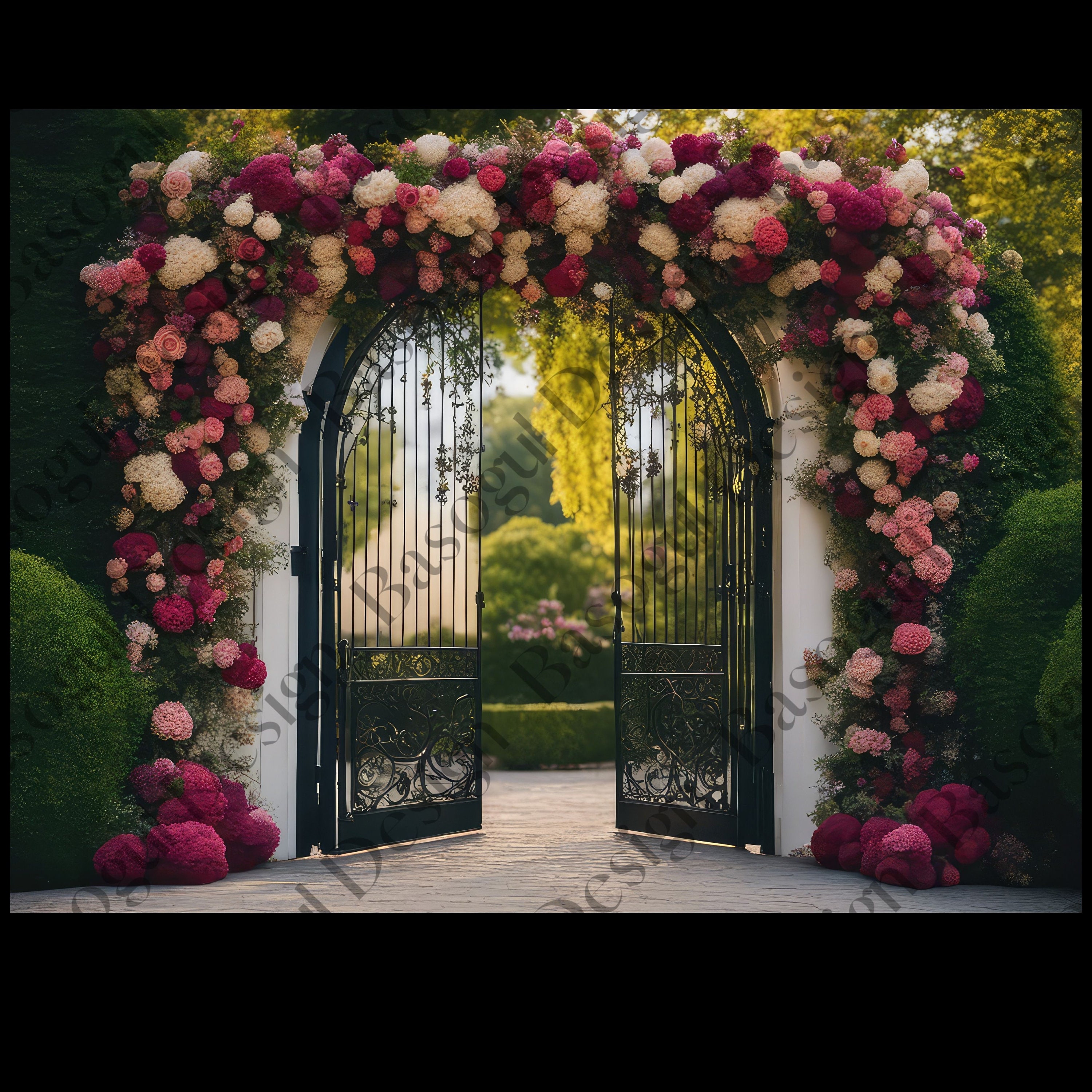 English Garden Wedding Backdrop Photography Background Ceremony ...